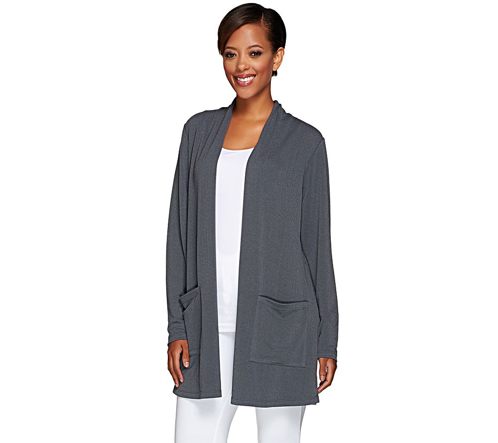 Susan Graver Passport Knit Open Front Cardigan with Pockets - QVC.com