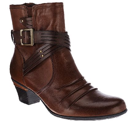Earth Leather Ankle Boots w/ Multi-strap Detail - Odyssey - QVC.com