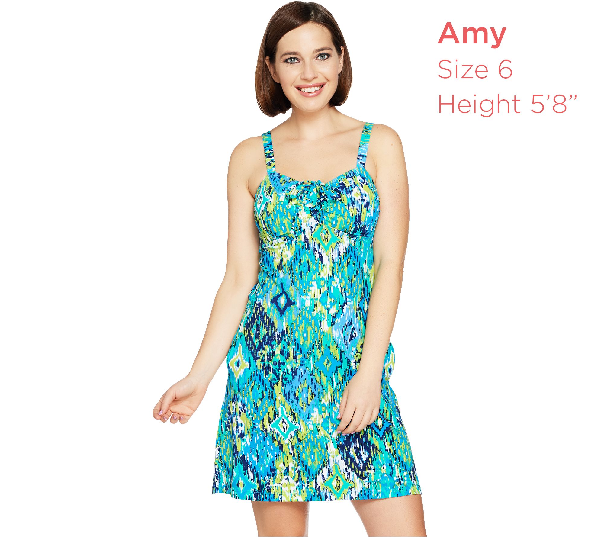 Denim & Co. Beach Drawstring Ruched Swim Dress - QVC.com