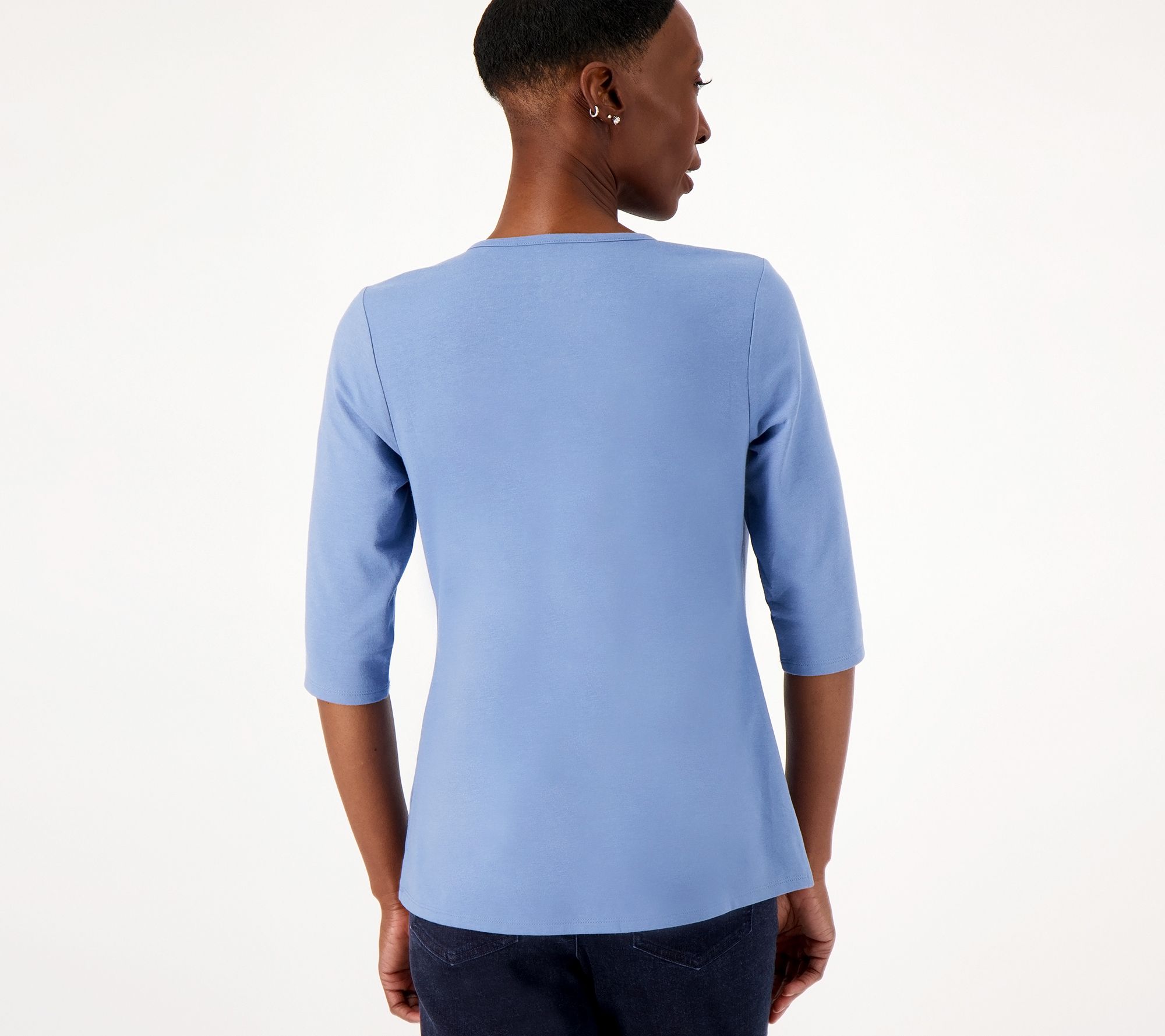 "As Is" Denim & Co. Essentials Favorite Jersey Keyhole Top - QVC.com