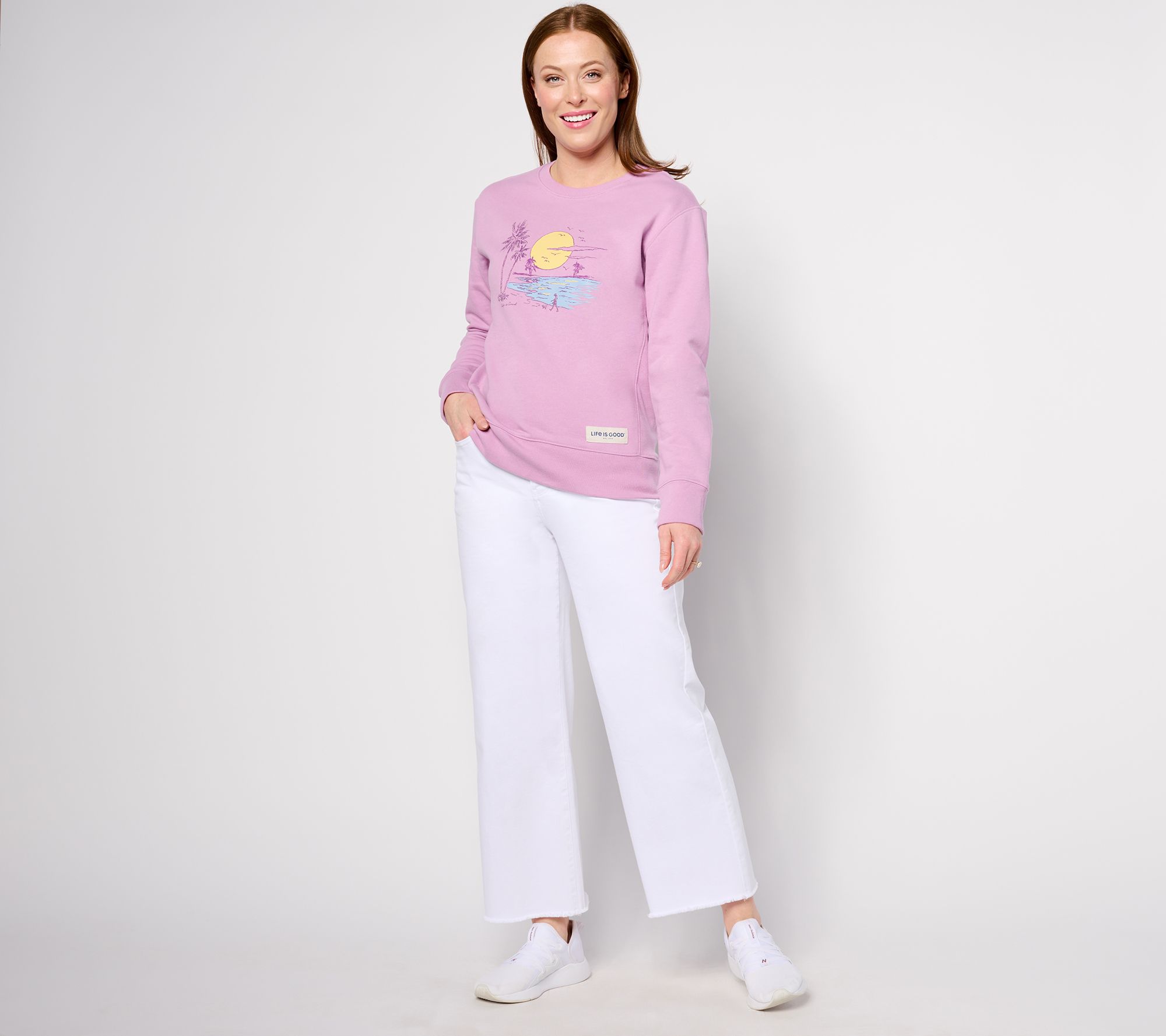 "As Is" Life is Good Simply True Fleece Crew- Vintage - QVC.com