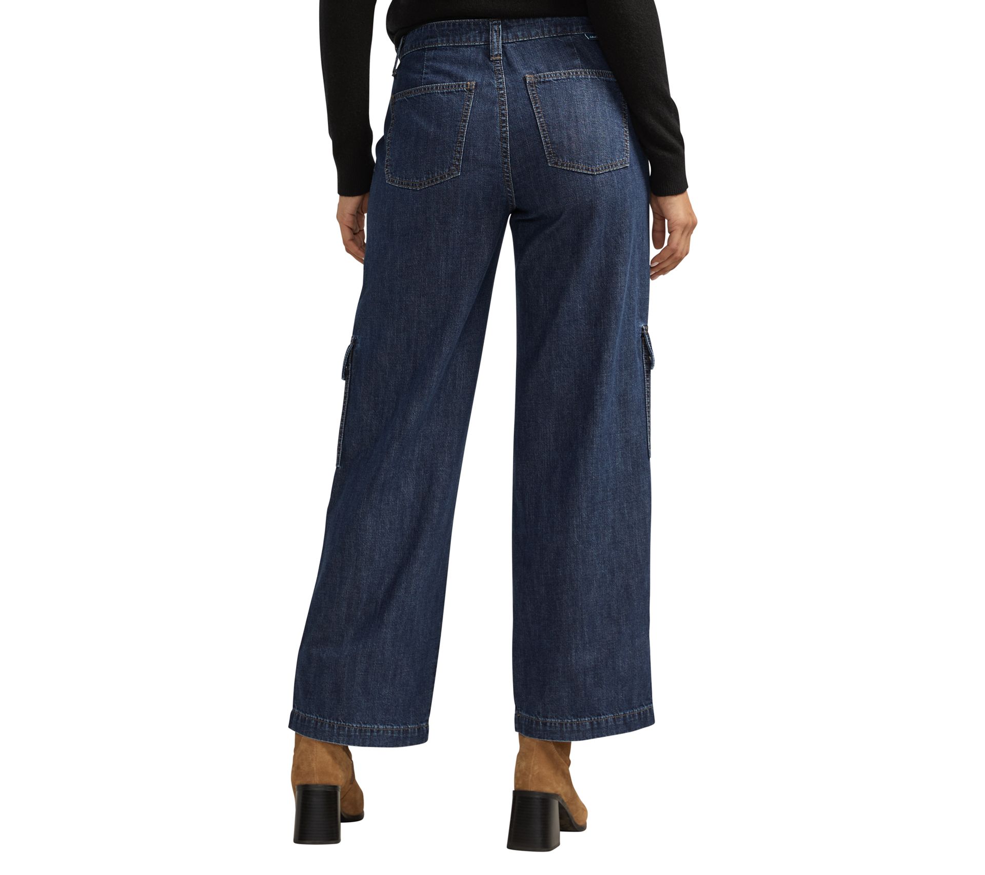JAG Women's High Rise Wide Leg Cargo Jeans - QVC.com