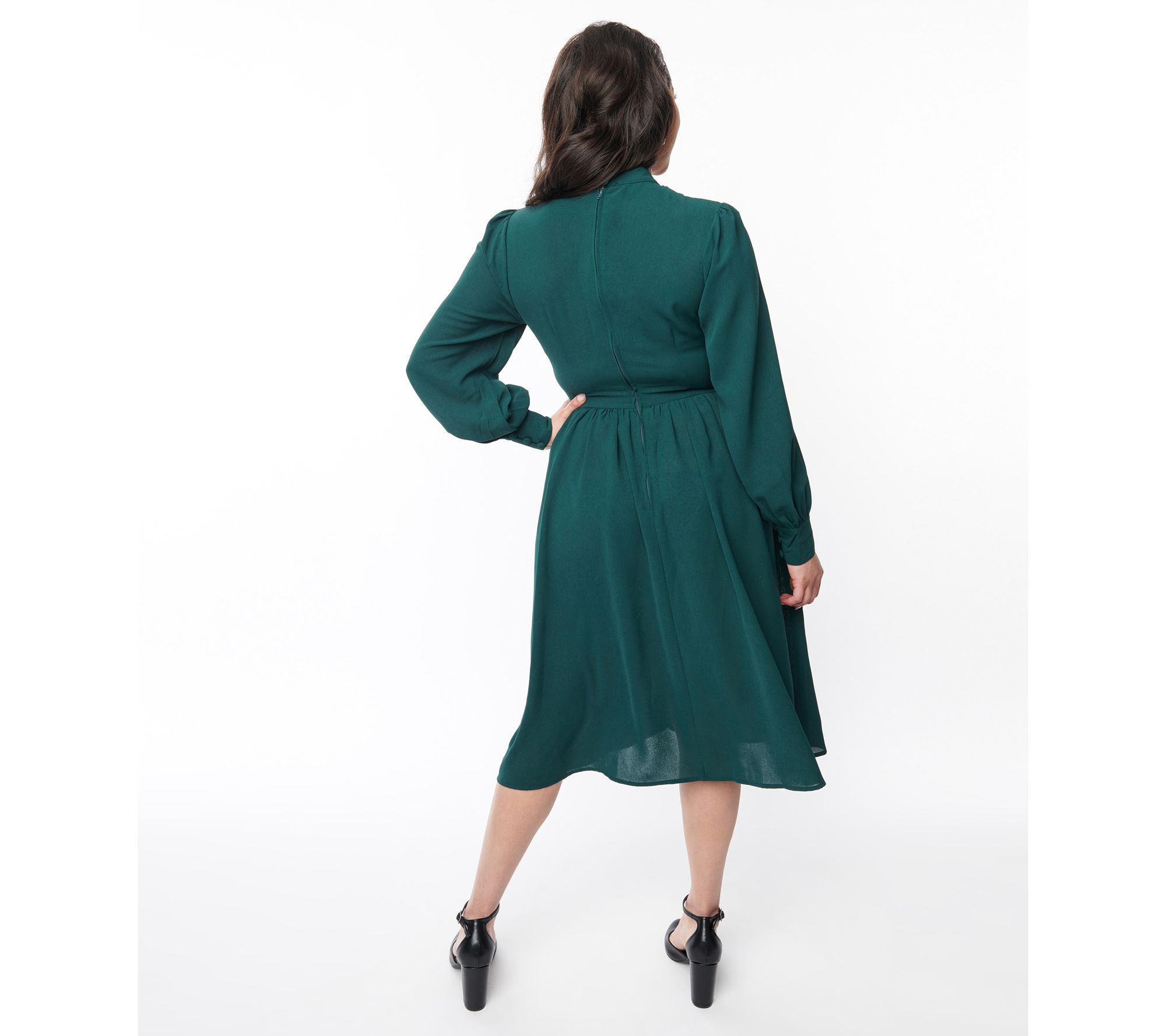 Unique Vintage 1970s Hunter Green Keyhole SwingDress - QVC.com