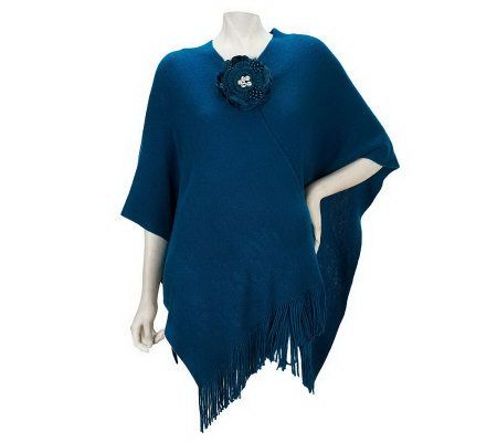 Layers by Lizden Marvelush Ruana with Flower Pin - QVC.com
