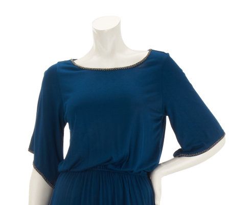 Edge By Jen Rade Short Sleeve Dress with Beaded Trim - QVC.com