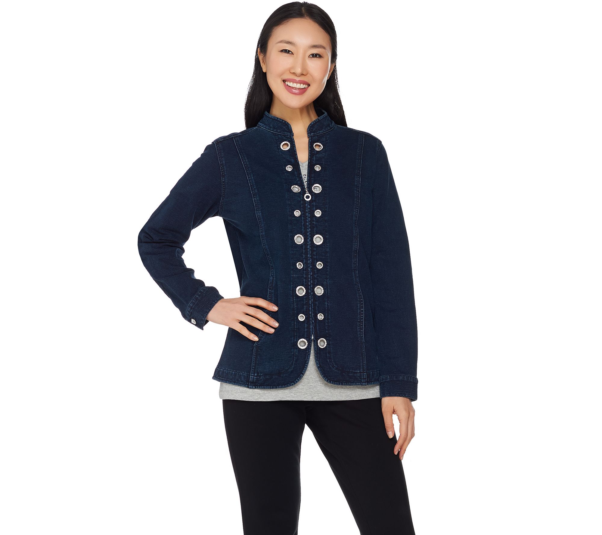 "As Is" Quacker Factory DreamJeannes Glam Grommet Jacket - QVC.com