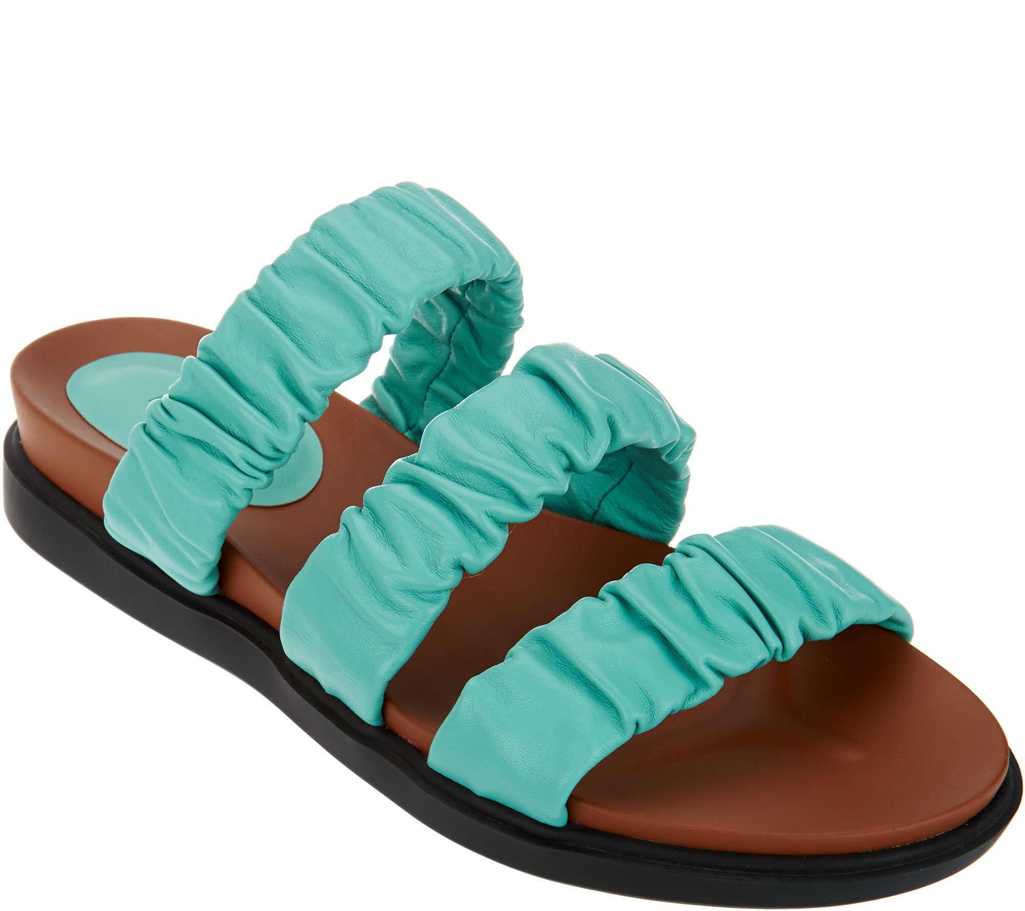 "As Is" LOGO by Lori Goldstein Leather Elastic Strap Footbed Sandal ...