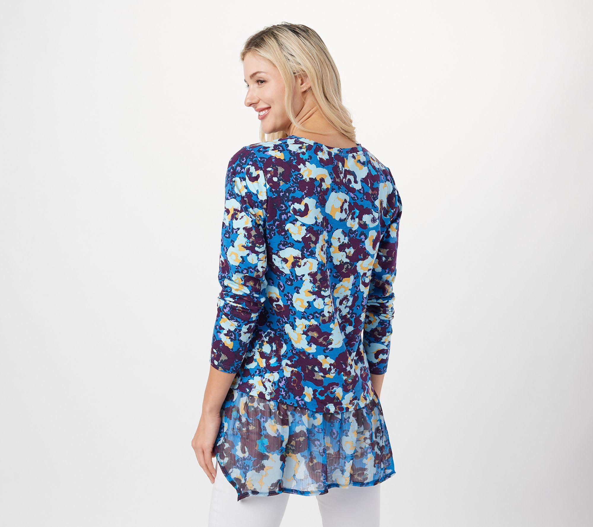 "As Is" LOGO Lounge by Lori Goldstein French Terry Printed Top - QVC.com
