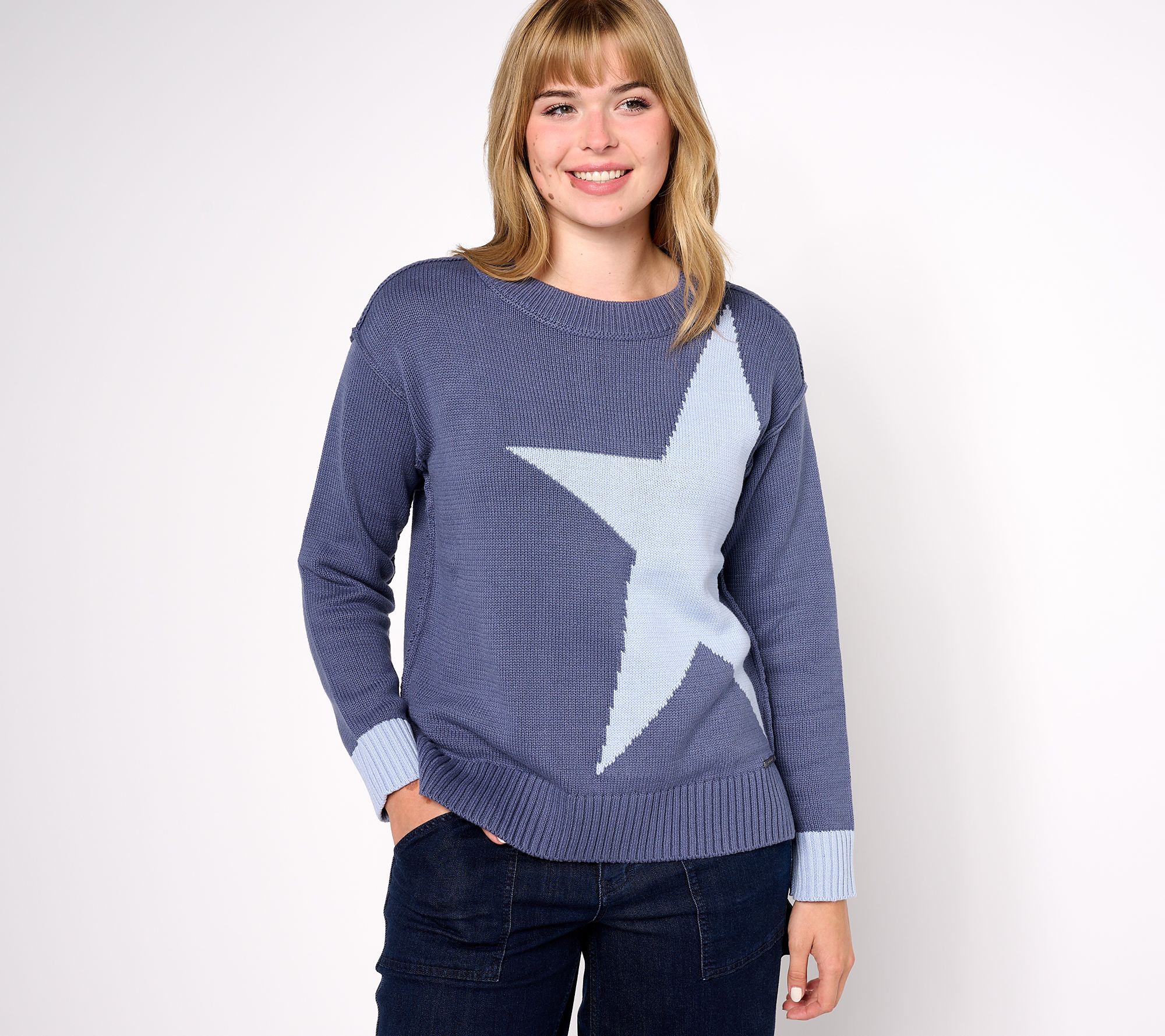 "As Is" Peace Love World Intarsia Pullover Sweater - QVC.com