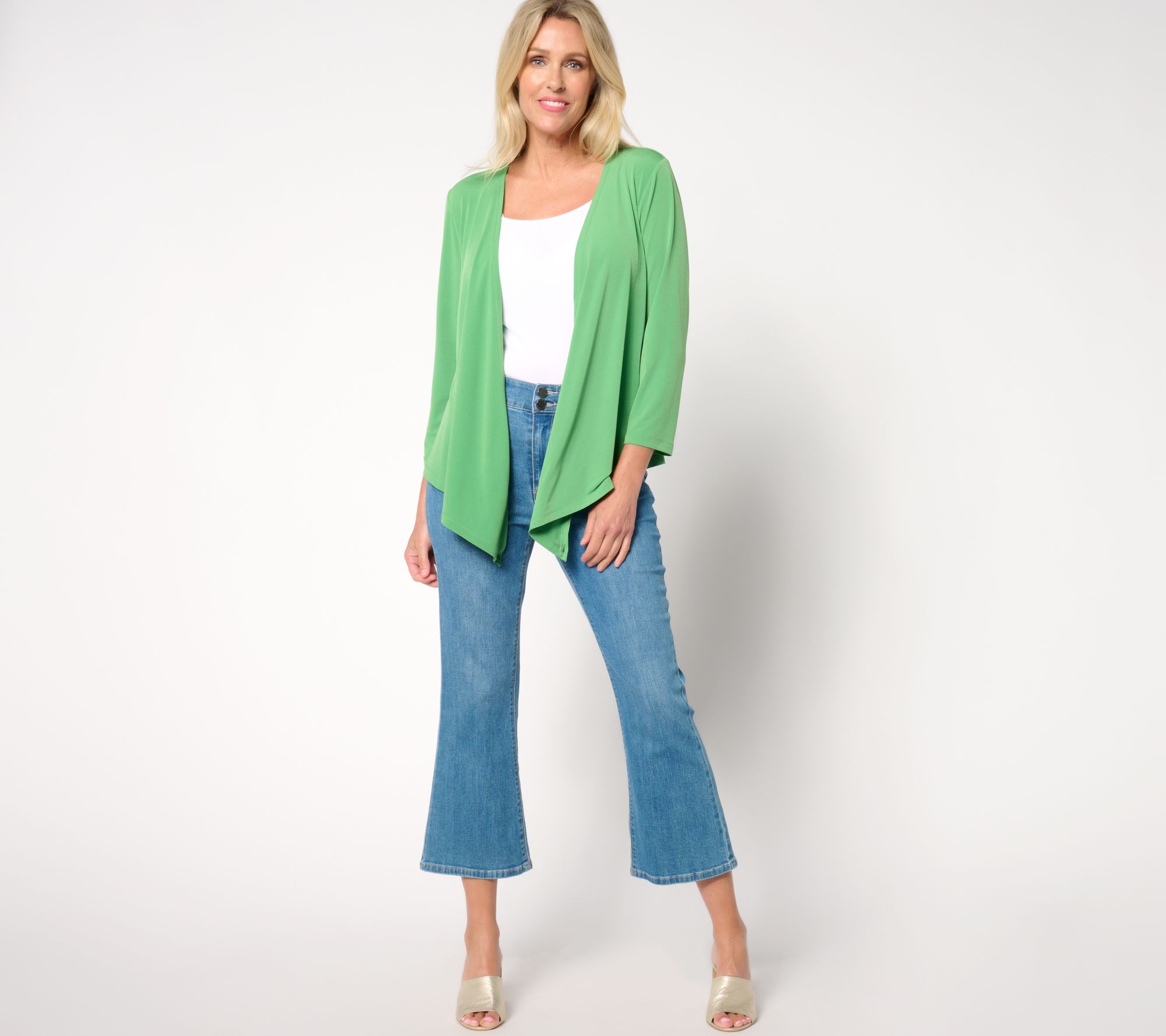 "As Is" Susan Graver Every Day Liquid Knit 3/4 Sleeve Signature Shrug - QVC.com