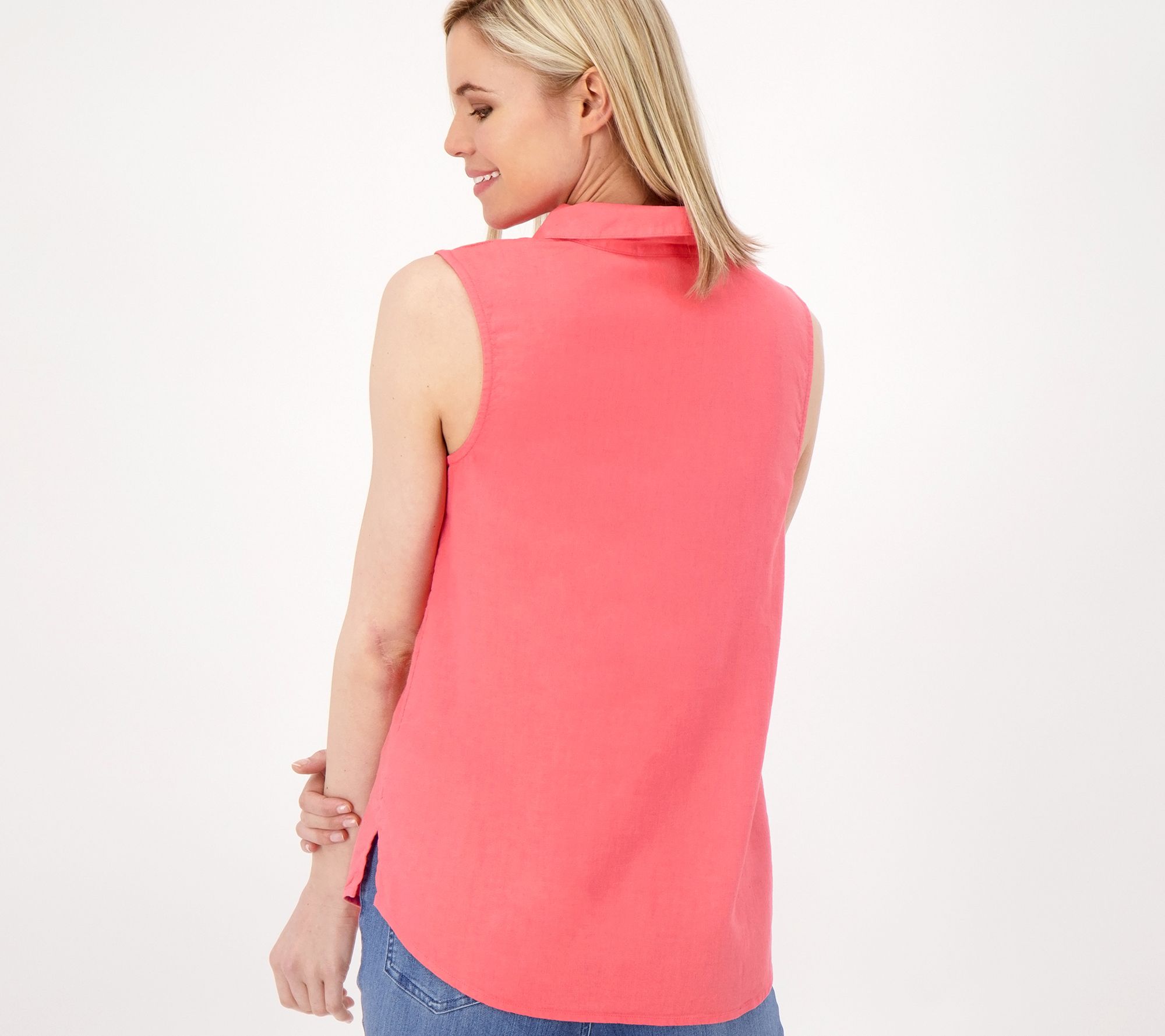 Joan Rivers Sleeveless Linen Top w/ Ladder Stitch Detail - QVC.com