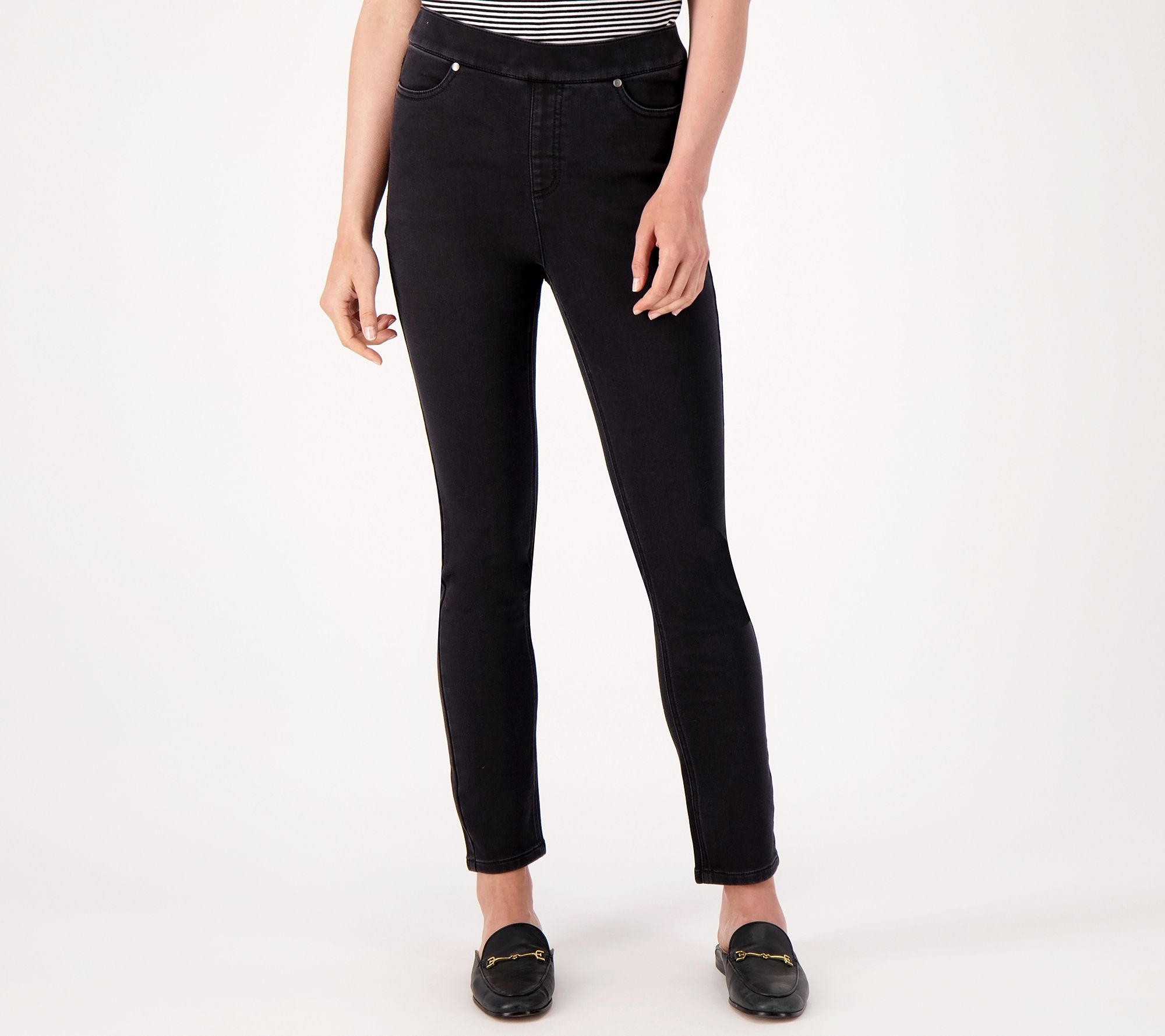 "As Is" Isaac Mizrahi Live Divine Denim Petite Pull On Slim Leg Jeans ...