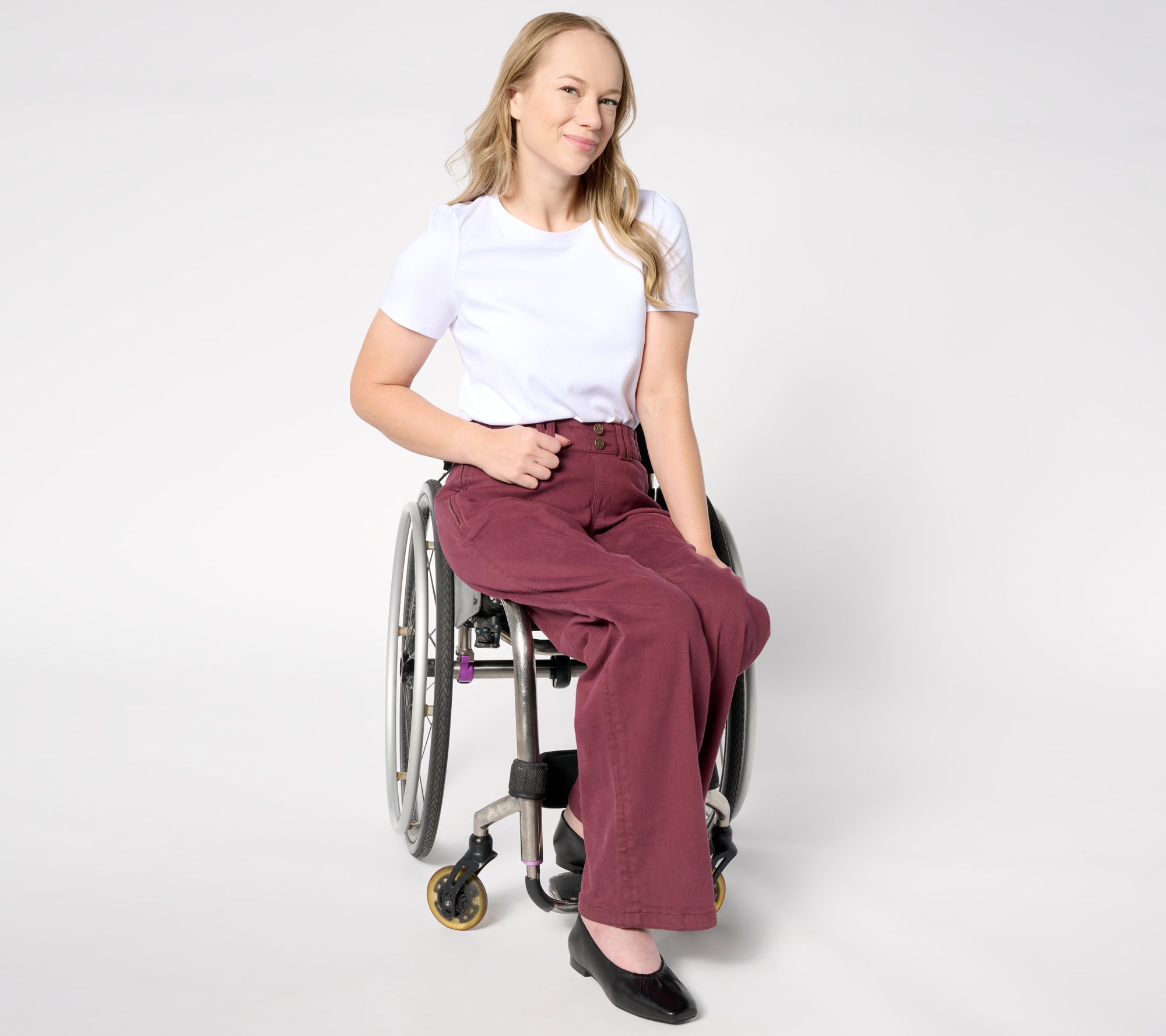Denim & Co. Adaptive Easy Stretch Wide Leg Jean Wheelchair Fit - QVC.com