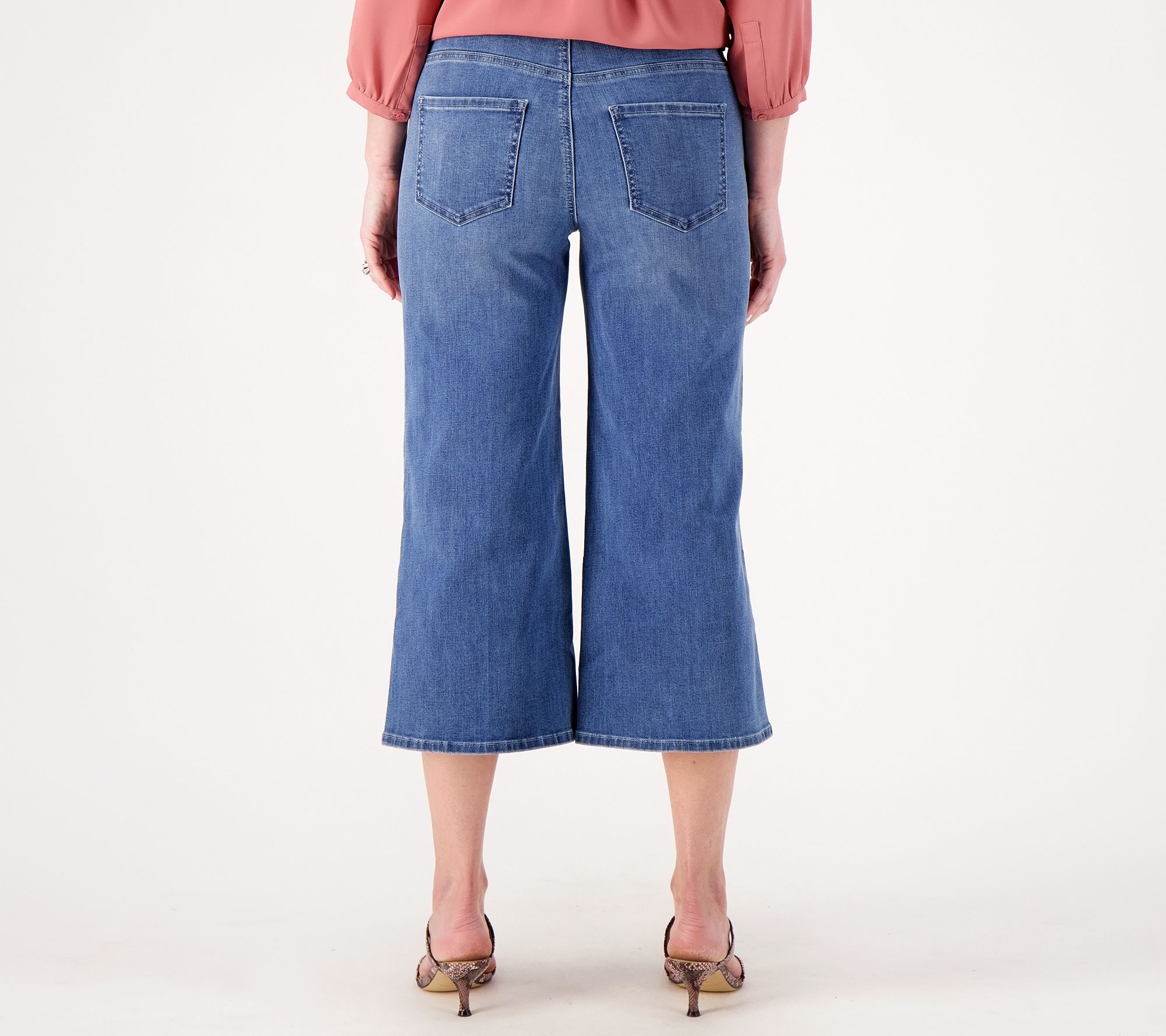 "As Is" NYDJ Cool Embrace Wide Leg Denim Crop Jeans - Compass - QVC.com