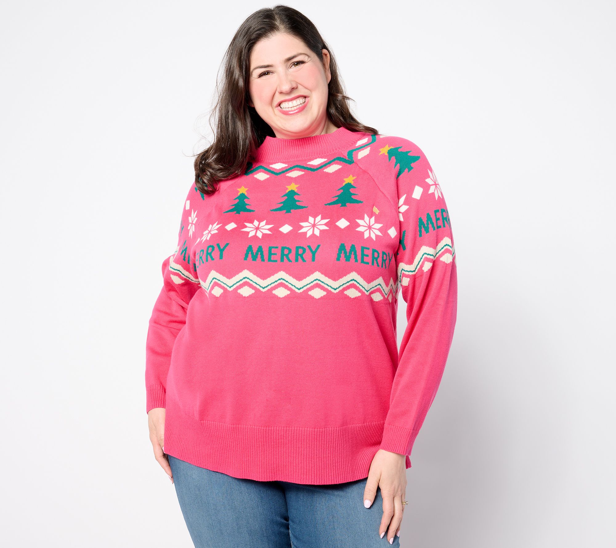 "As Is" Studio Park X Jane Treacy Fair Isle Turtleneck Sweater - QVC.com