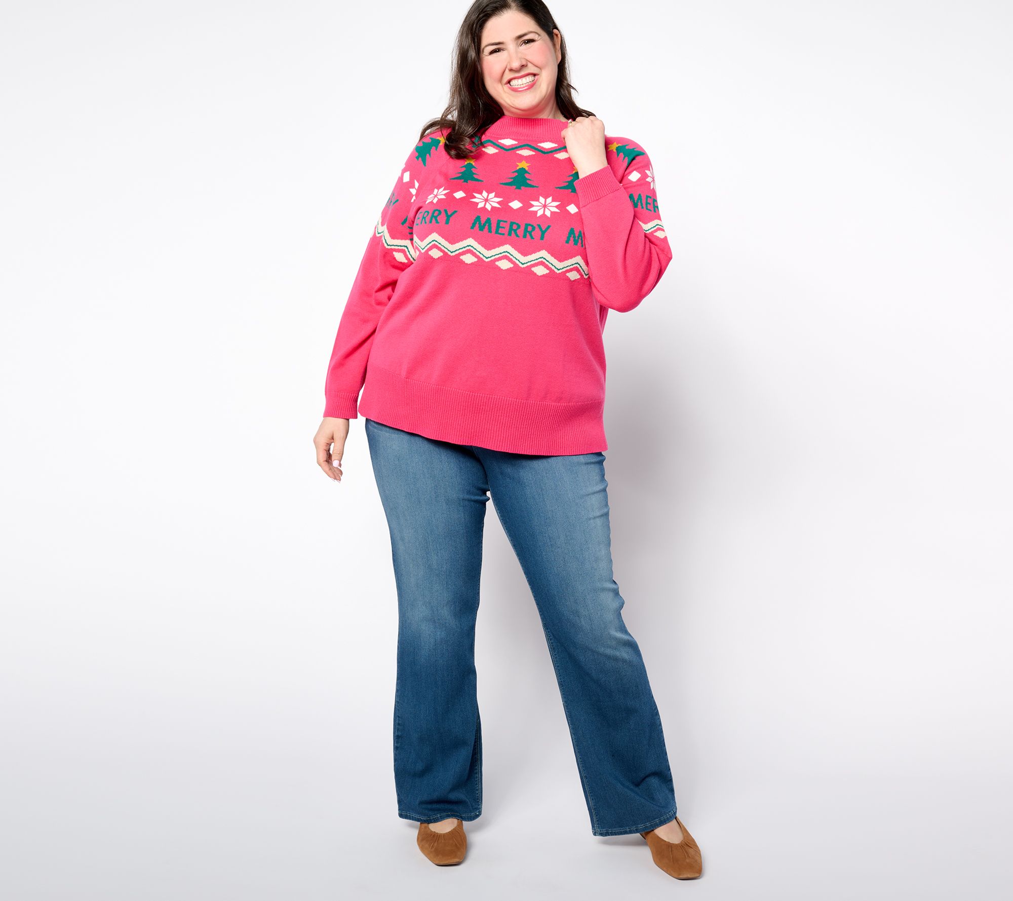 "As Is" Studio Park X Jane Treacy Fair Isle Turtleneck Sweater - QVC.com