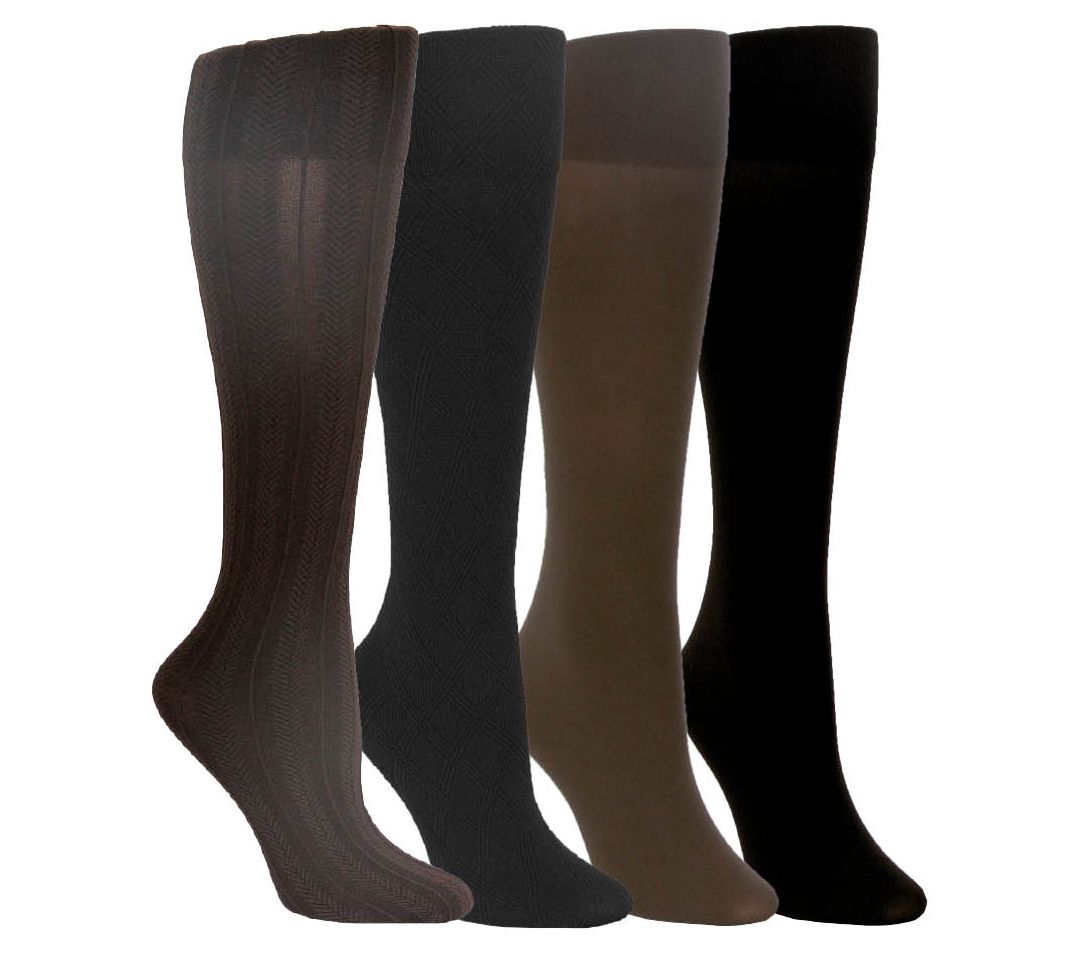 Envy Legwear Ladies' Set of 4 Wide Comfort BandTrouser Socks - QVC.com