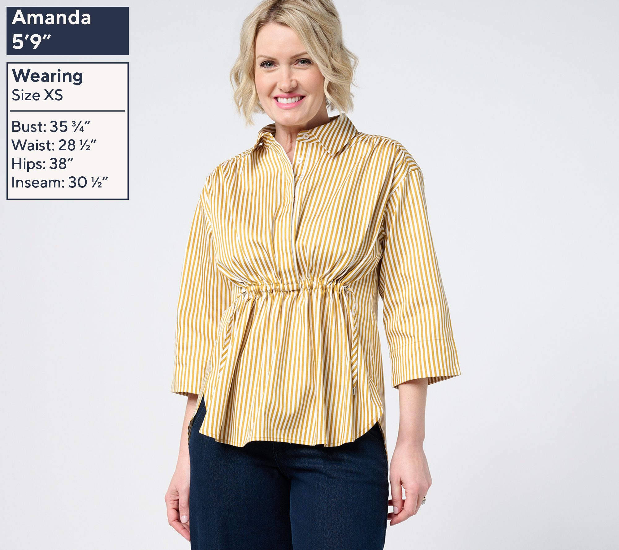 Carla Rockmore Collection Petite 3/4-Sleeve Shirt - QVC.com