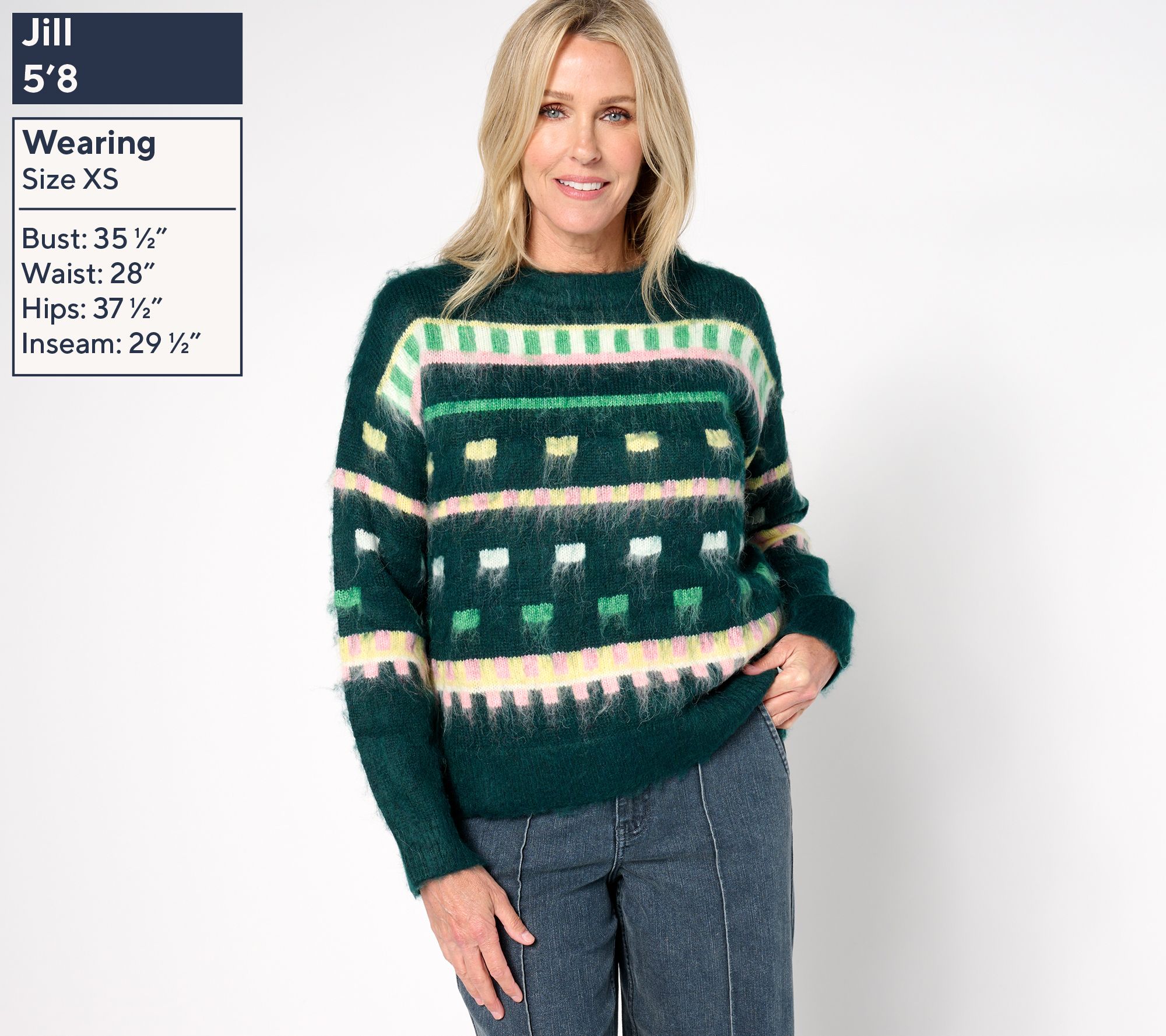 "As Is" by Stacy London Patterned Crew Neck Cozy Sweater - QVC.com