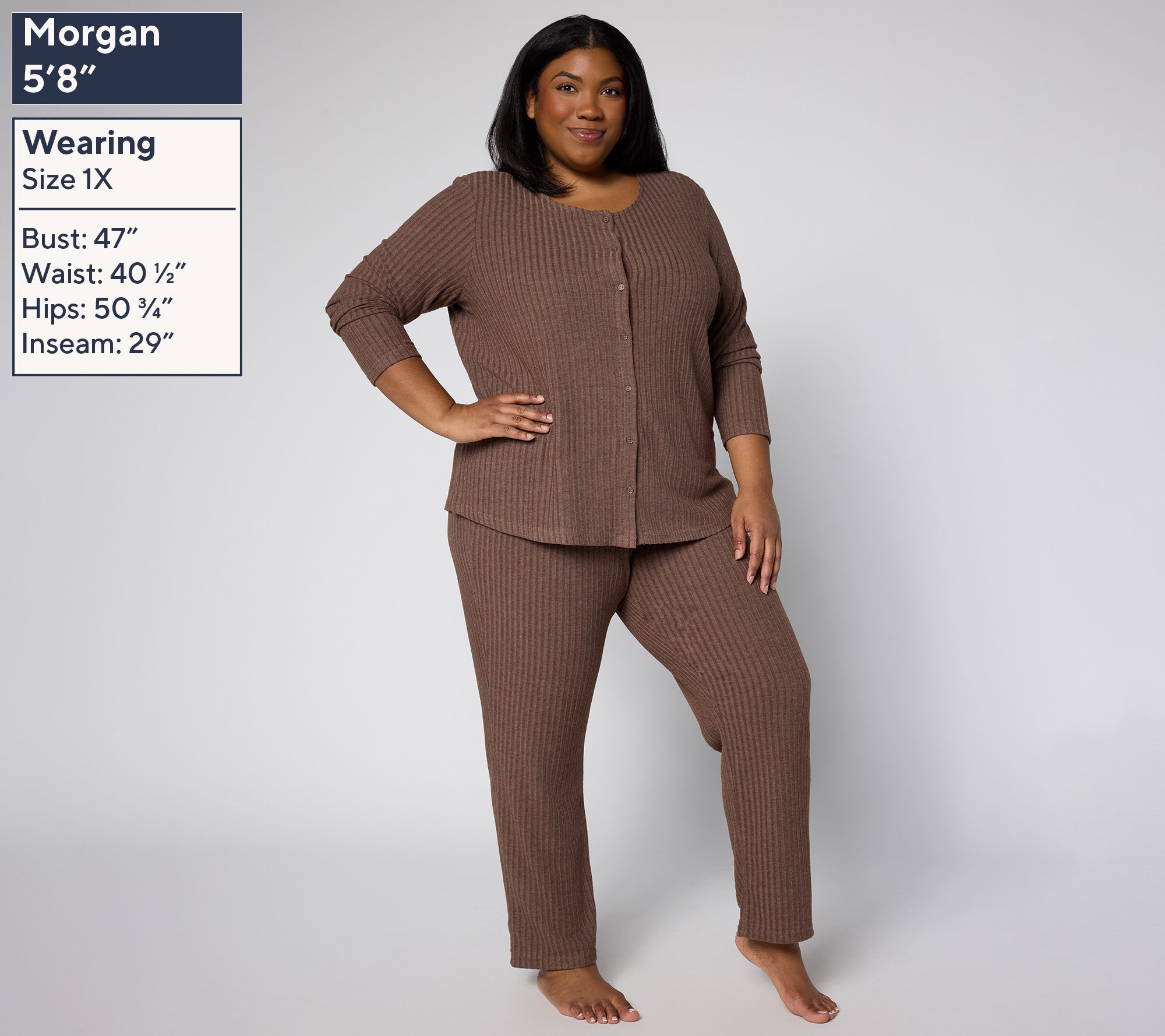 Berkshire Homewear Hacci Rib Button Front Lounge Set - QVC.com