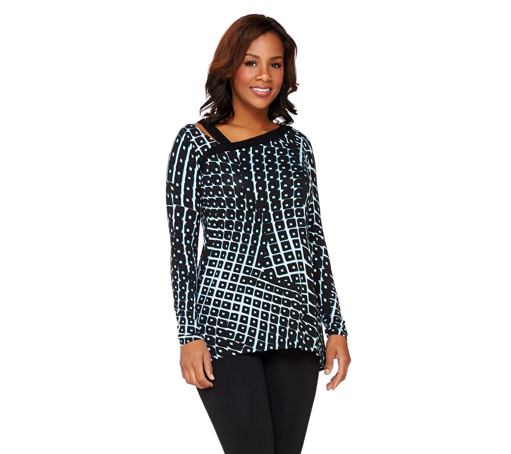 SA by Seth Aaron Printed Knit Long Sleeve Top - QVC.com