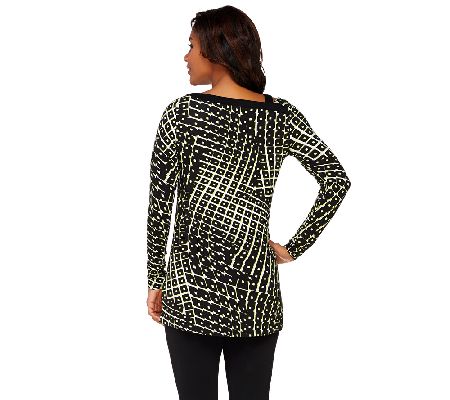 SA by Seth Aaron Printed Knit Long Sleeve Top - QVC.com
