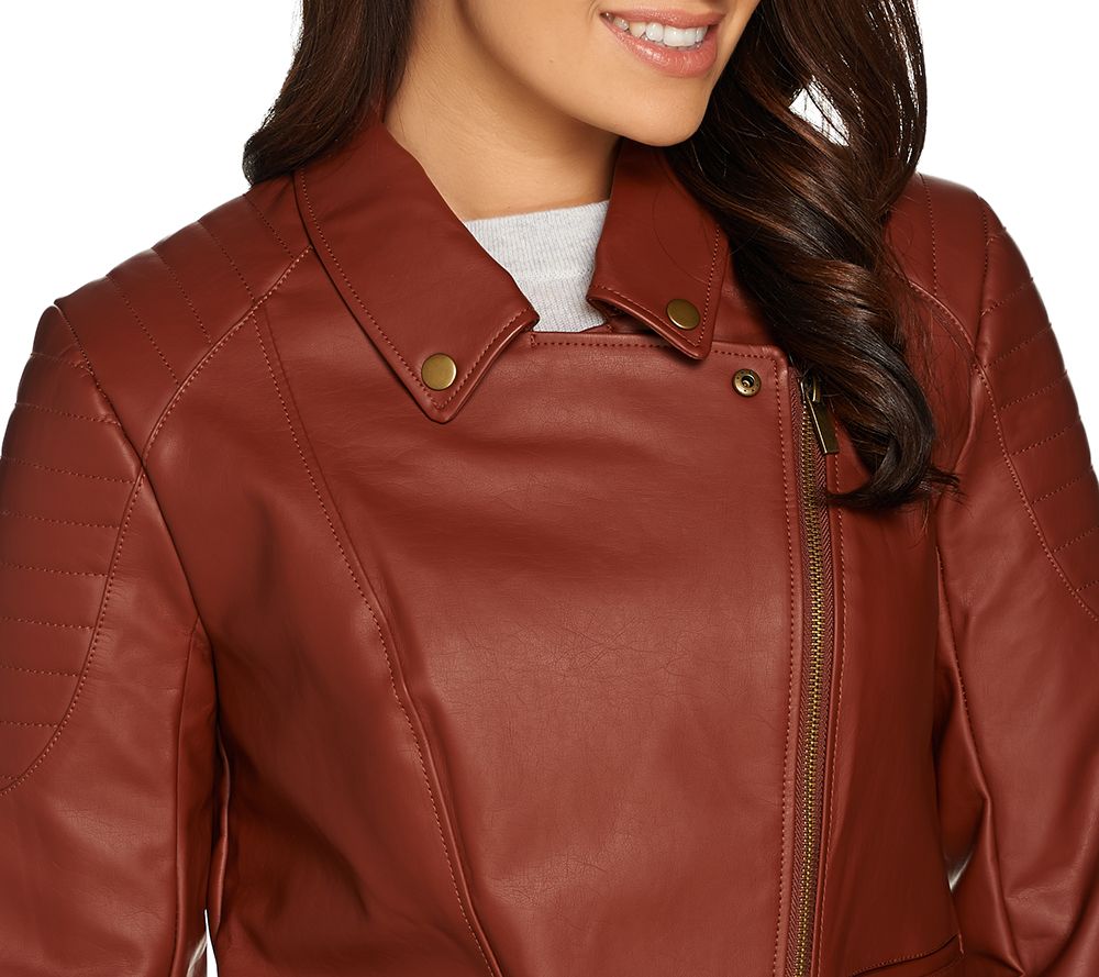 "As Is" Lisa Rinna Collection Faux Leather Motorcycle Jckt - QVC.com