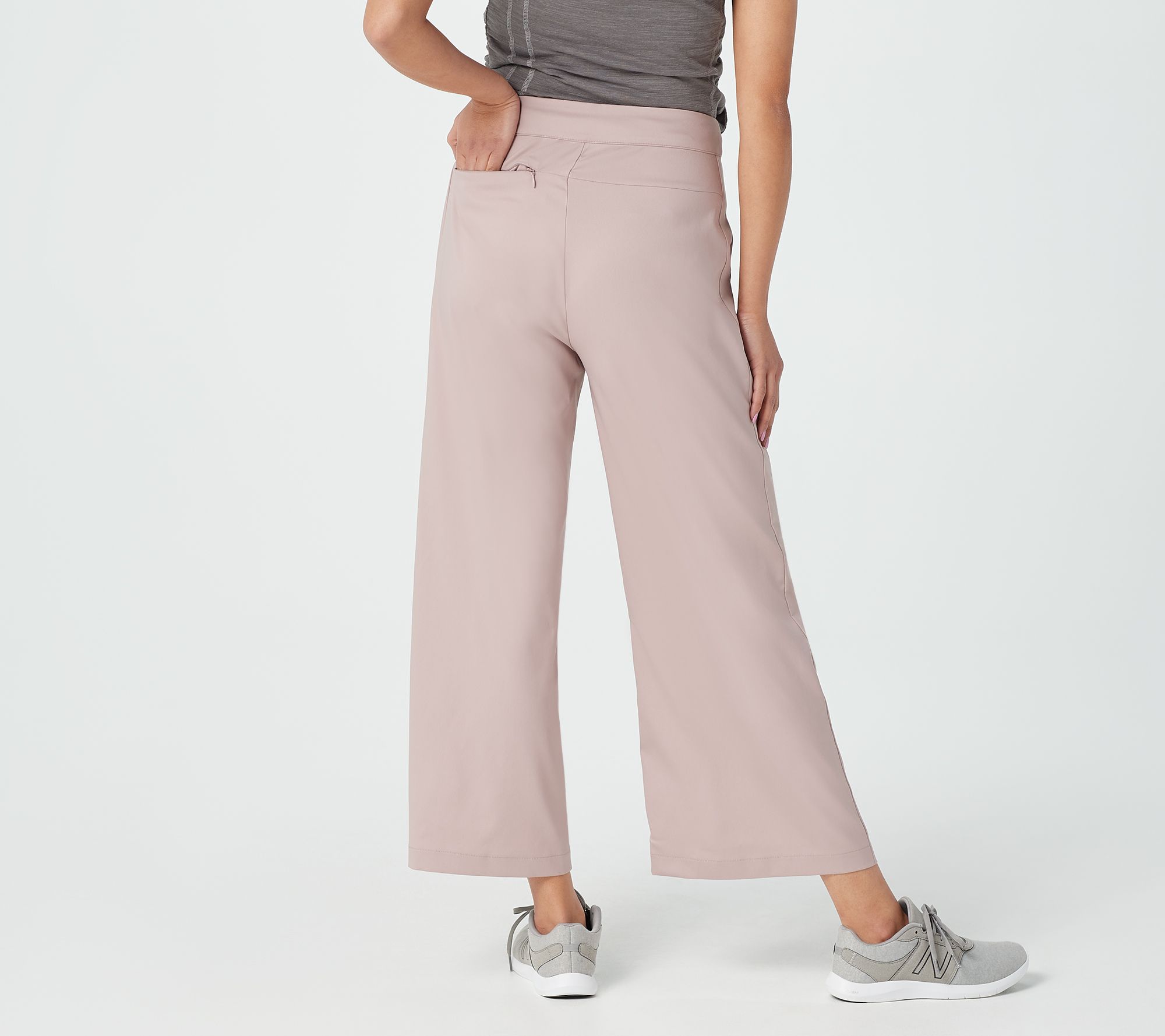 "As Is" zuda Z-Eco Regular Cropped Wide Leg Pants with Snaps - QVC.com