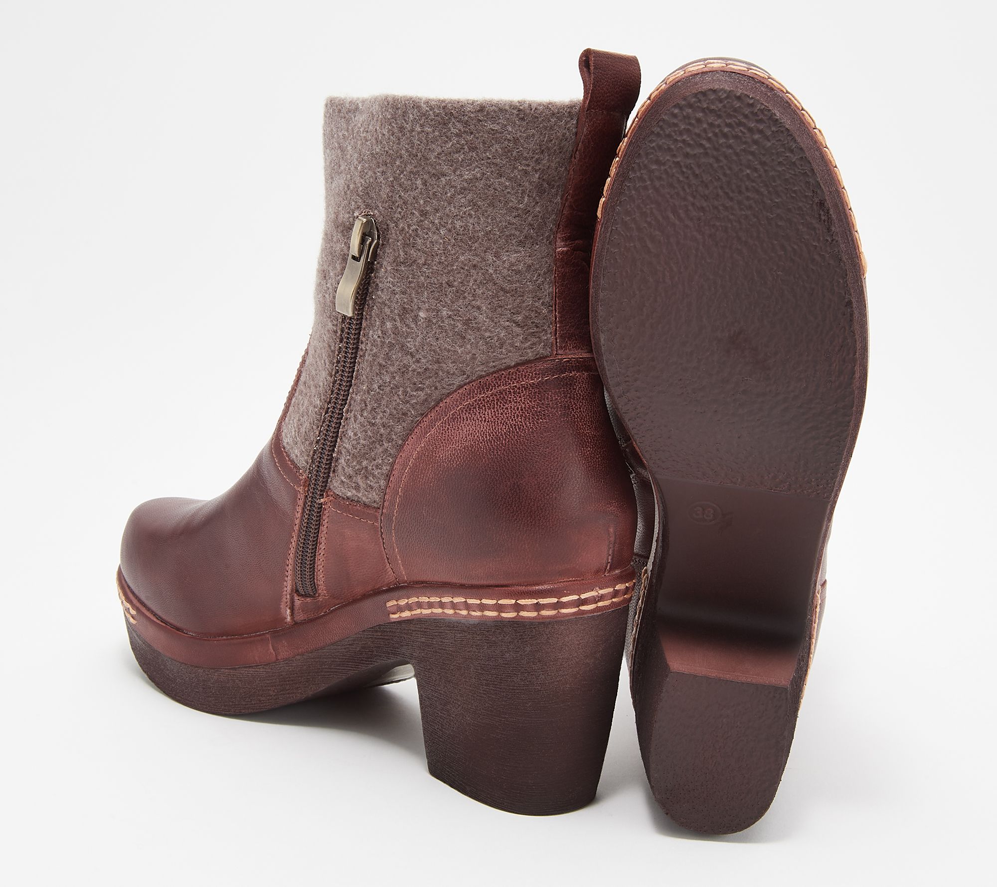 Antelope Leather & Wool Ankle Boots - Sato - QVC.com