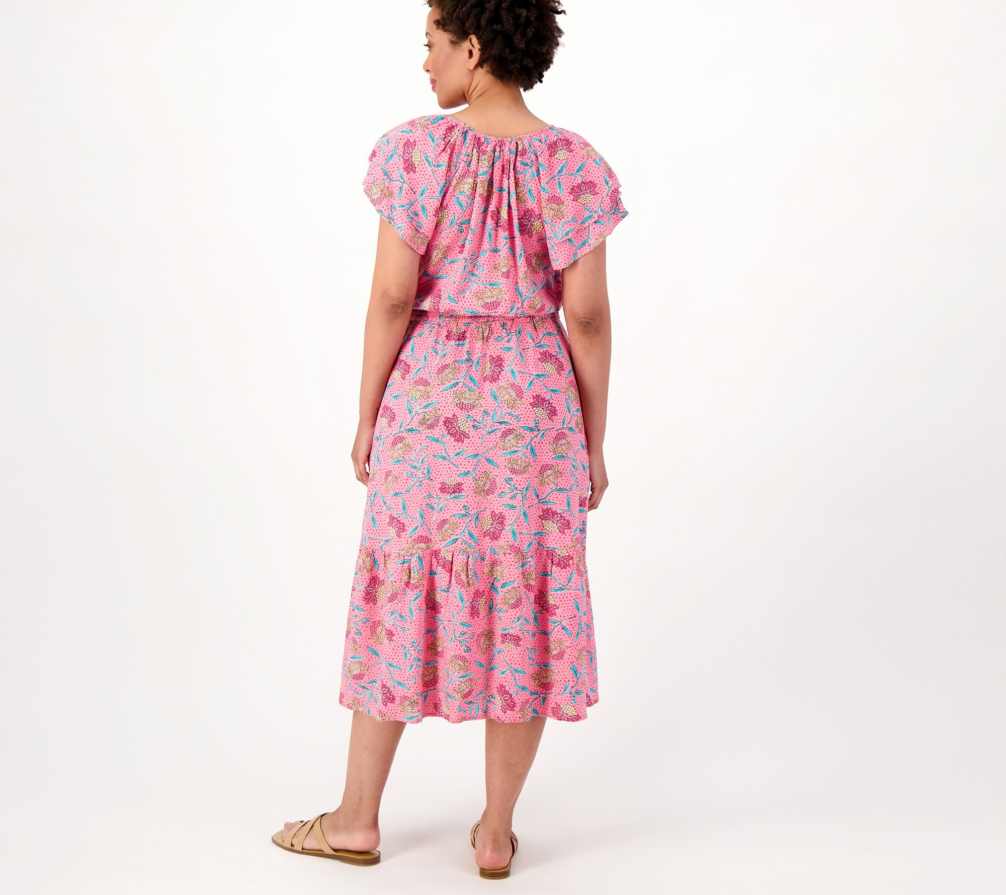 "As Is" Destination 365 Regular Printed Short Sleeve Midi Dress - QVC.com