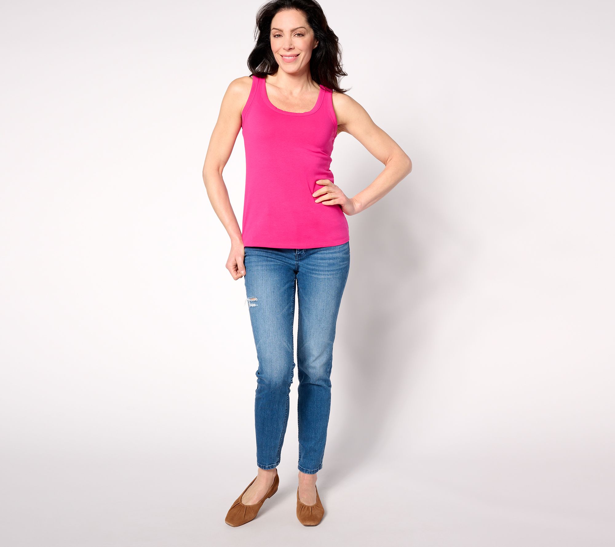 "As Is" Attitudes by Renee Washed Cotton Two Pack Perfect Tank - QVC.com