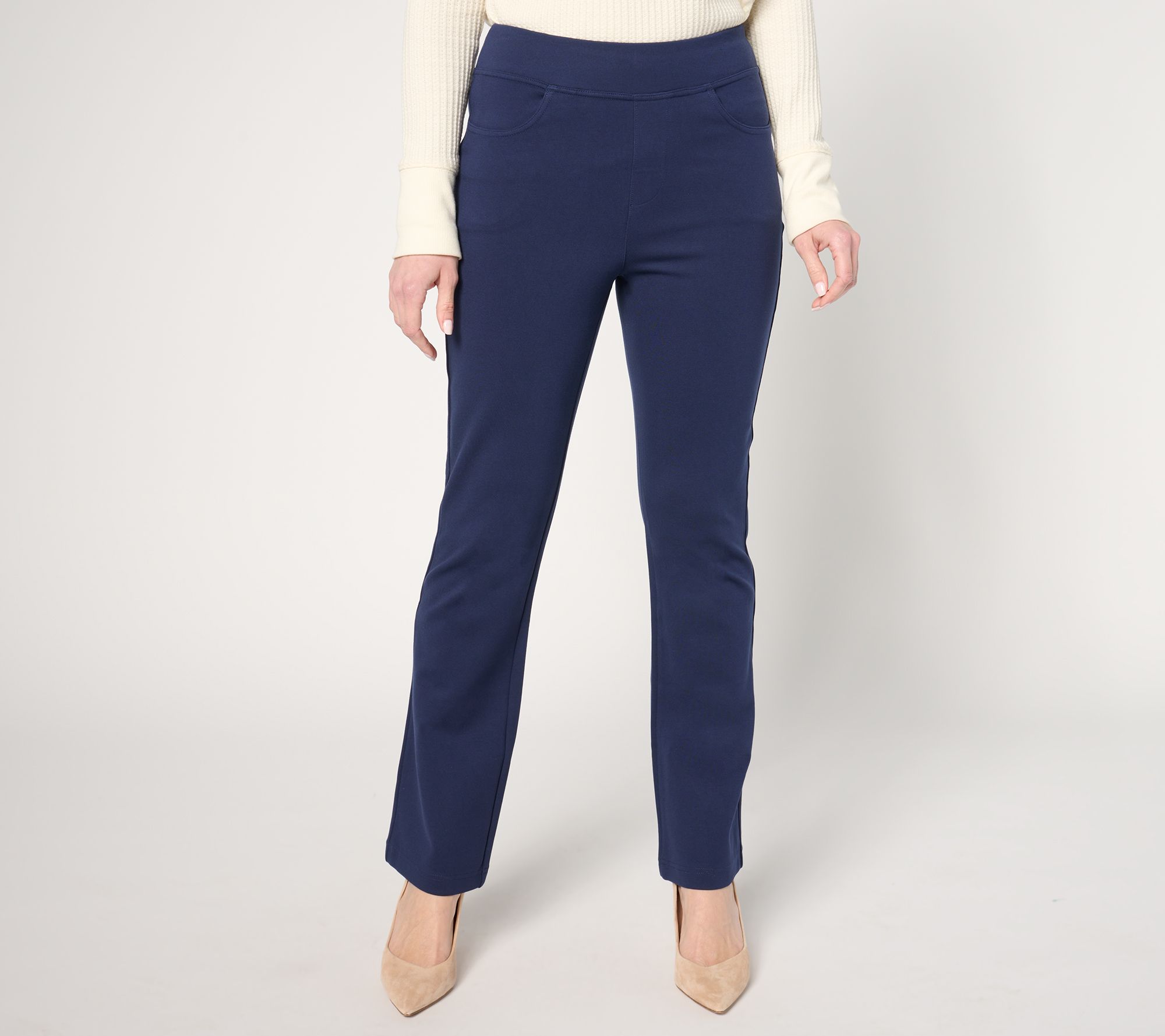 "As Is" Belle by Kim Gravel Petite Ponte Baby Boot Cut Pant - QVC.com
