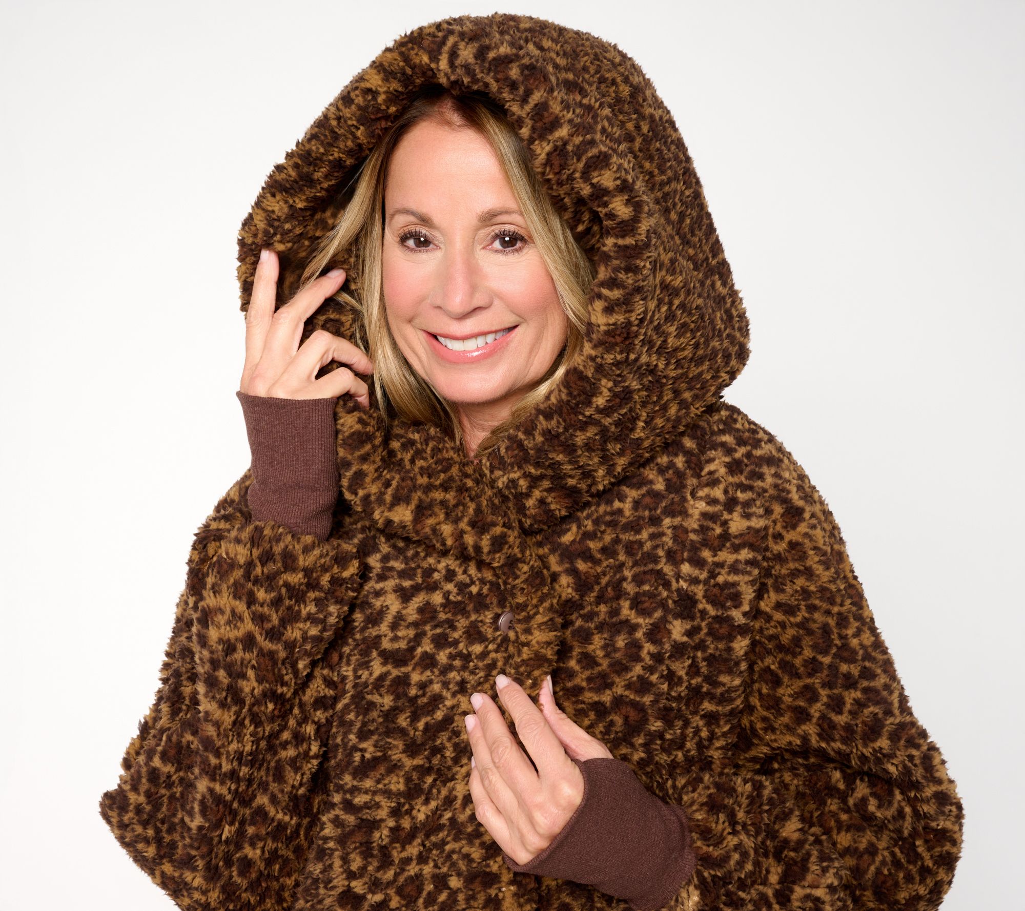 By Jill Martin Petite Sherpa Embroidered Hooded Lounger - QVC.com