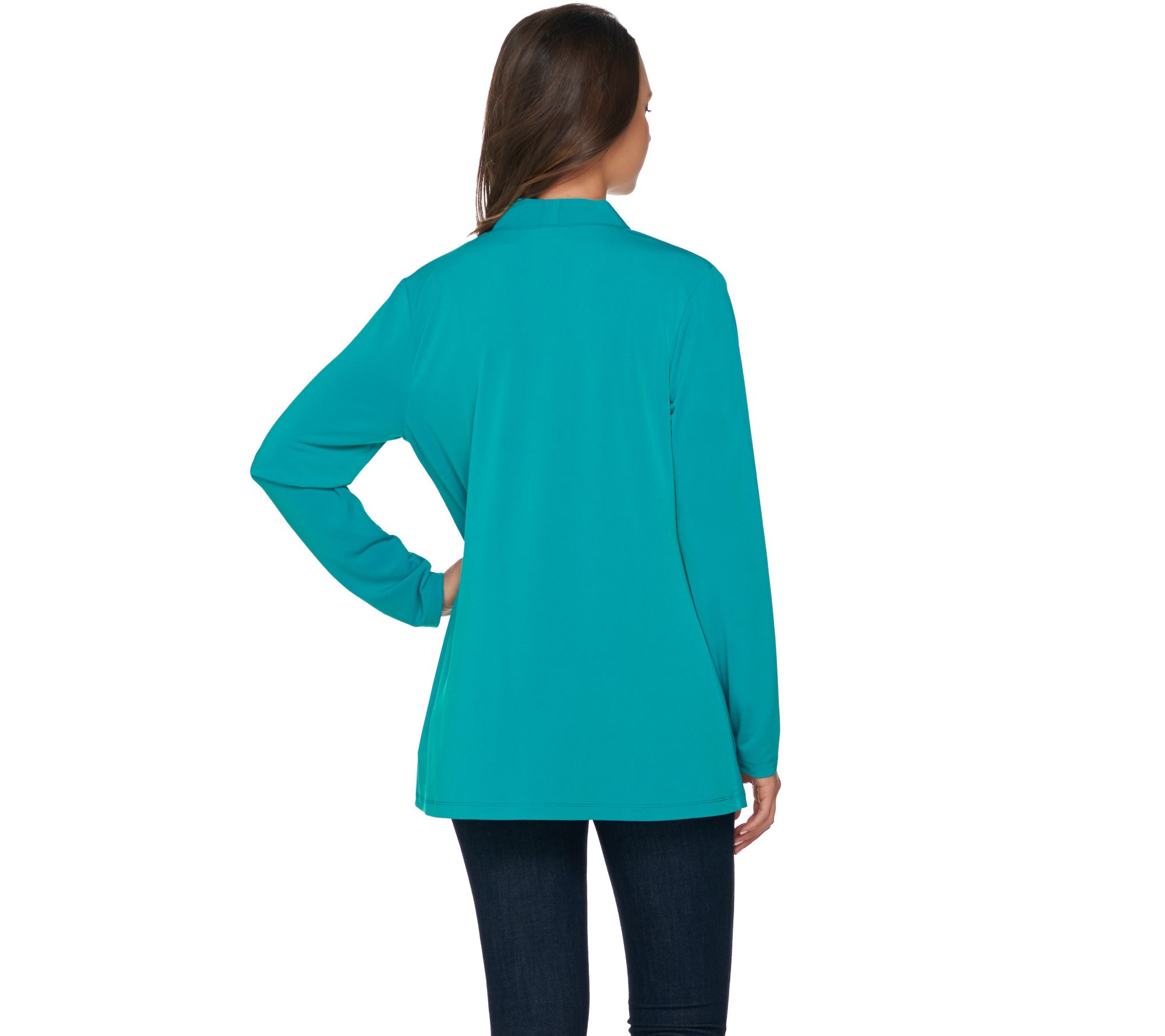 Susan Graver Liquid Knit Cardigan with Grommet Trim - QVC.com