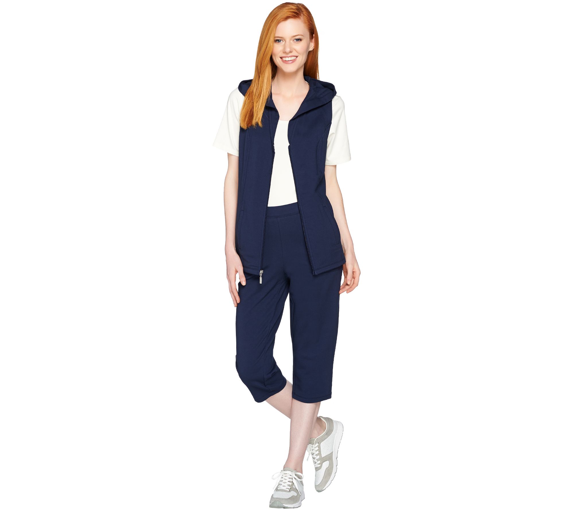 Denim & Co. Active French Terry Vest and Capri Pants Set - QVC.com