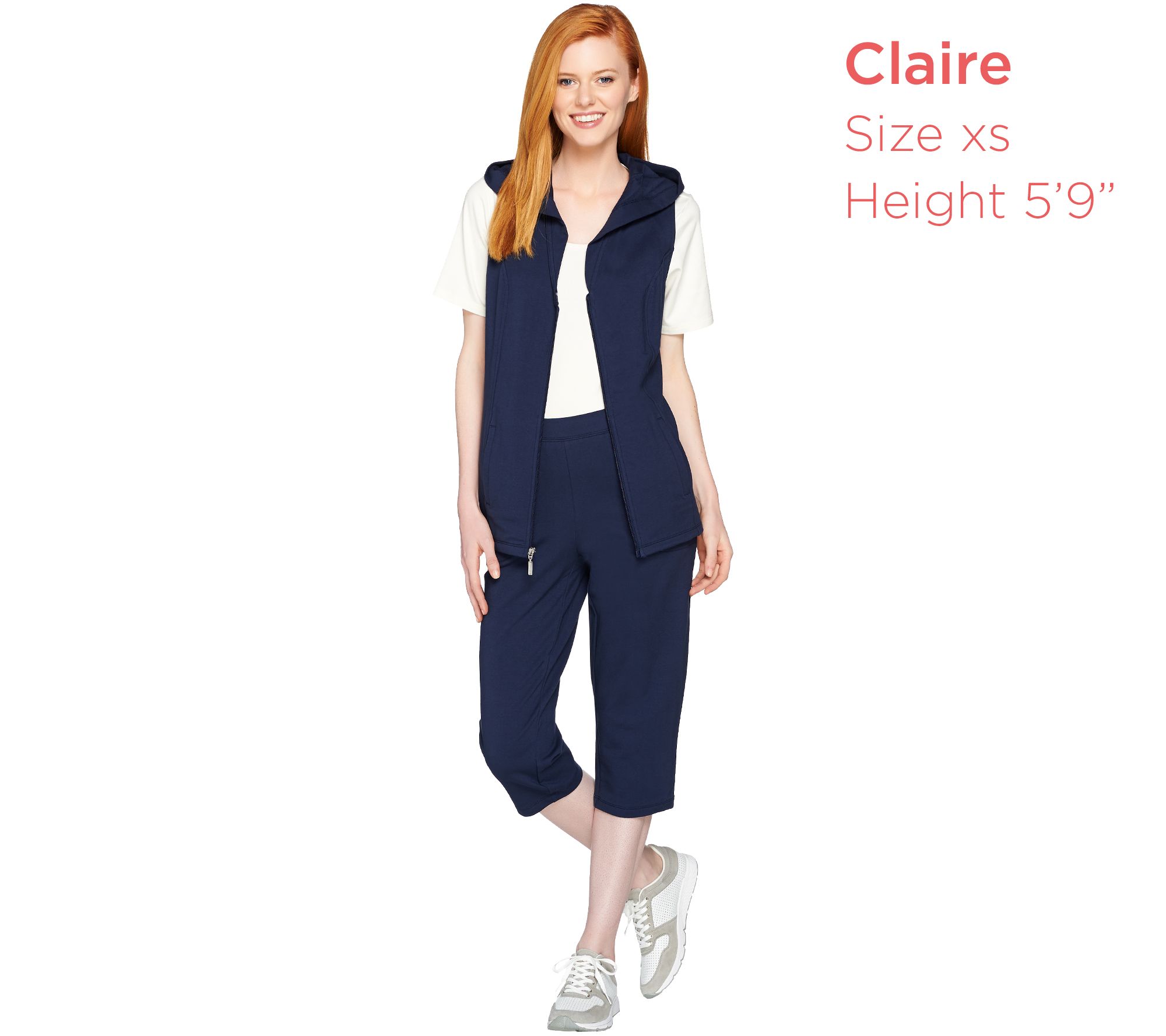 Denim & Co. Active French Terry Vest and Capri Pants Set - QVC.com