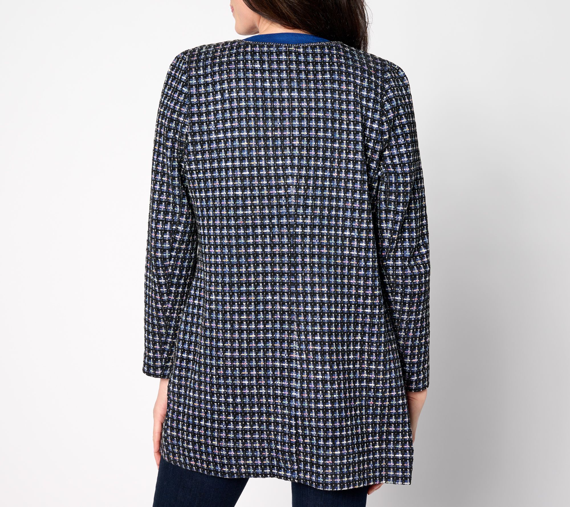 Isaac Mizrahi Live! Regular Chenille Yarn Knit Tweed Long Jacket - QVC.com