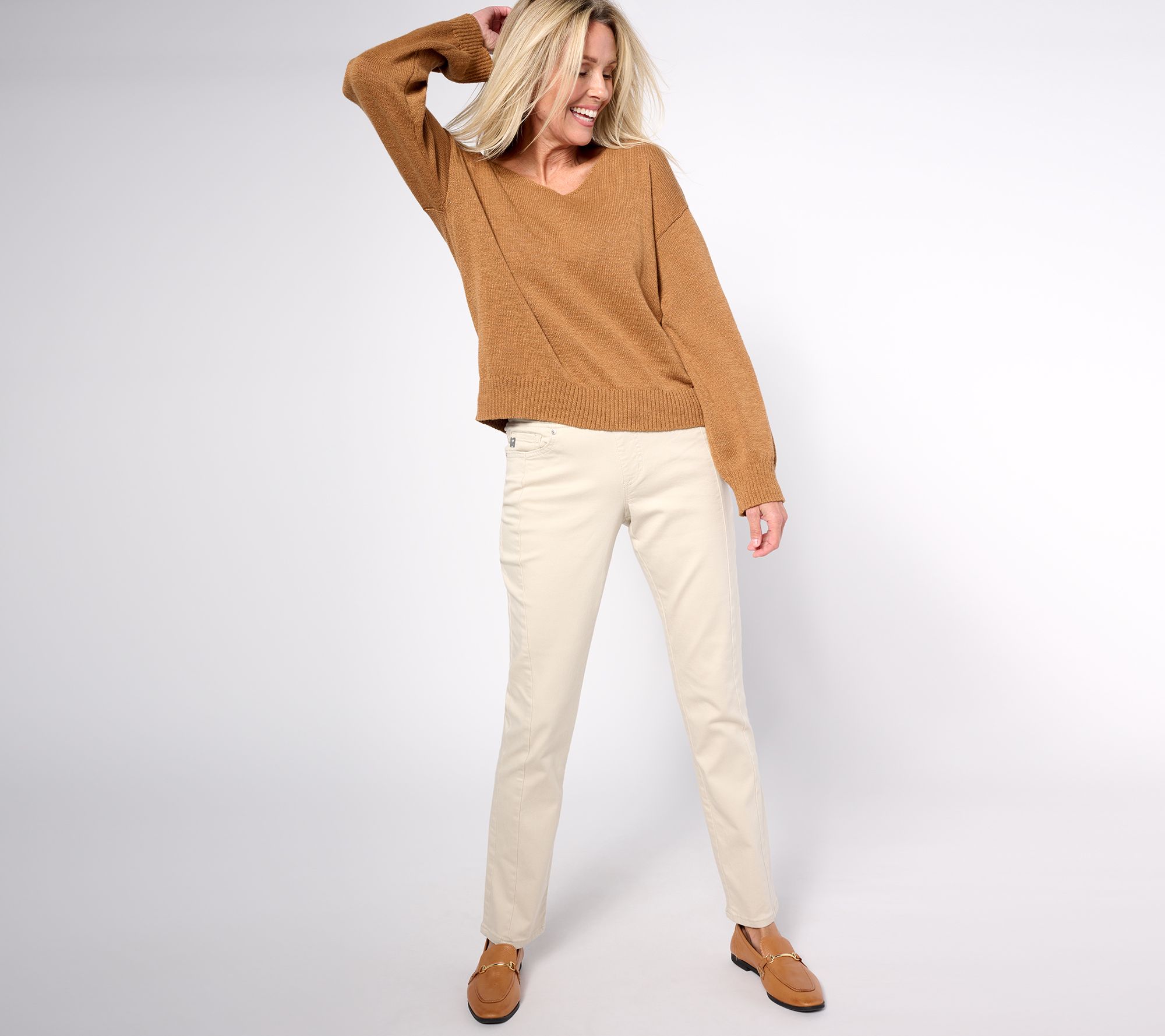 Belle by Kim Gravel Tall TripleLuxe Twill Forward Seam Jean - QVC.com