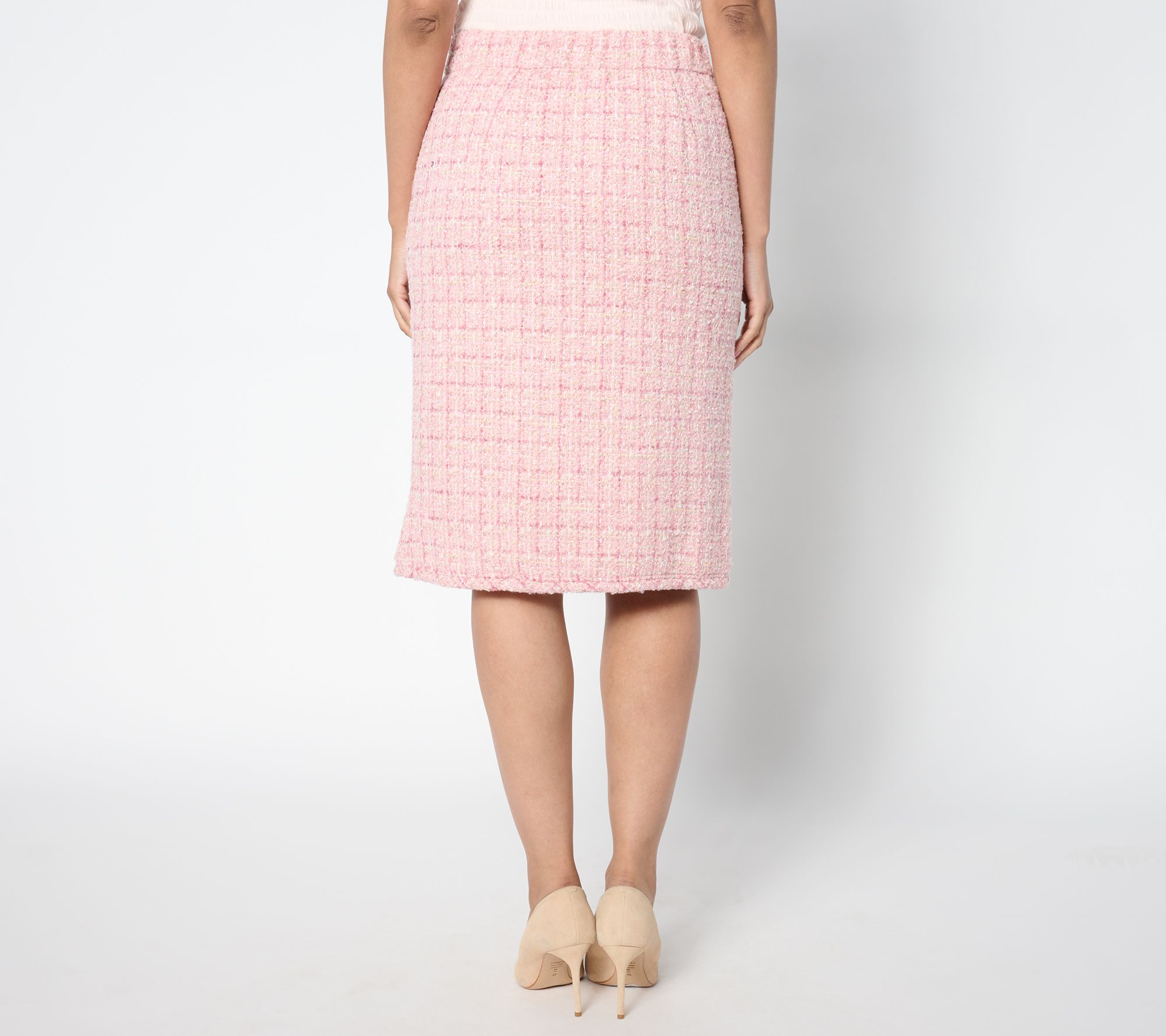 Isaac Mizrahi Live! Tall Woven Tweed Midi Skirt with Zipper - QVC.com