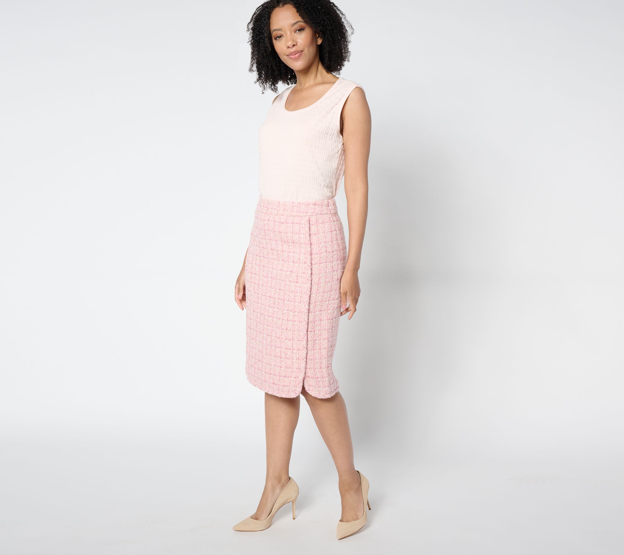 Isaac Mizrahi Live! Tall Woven Tweed Midi Skirt with Zipper - QVC.com