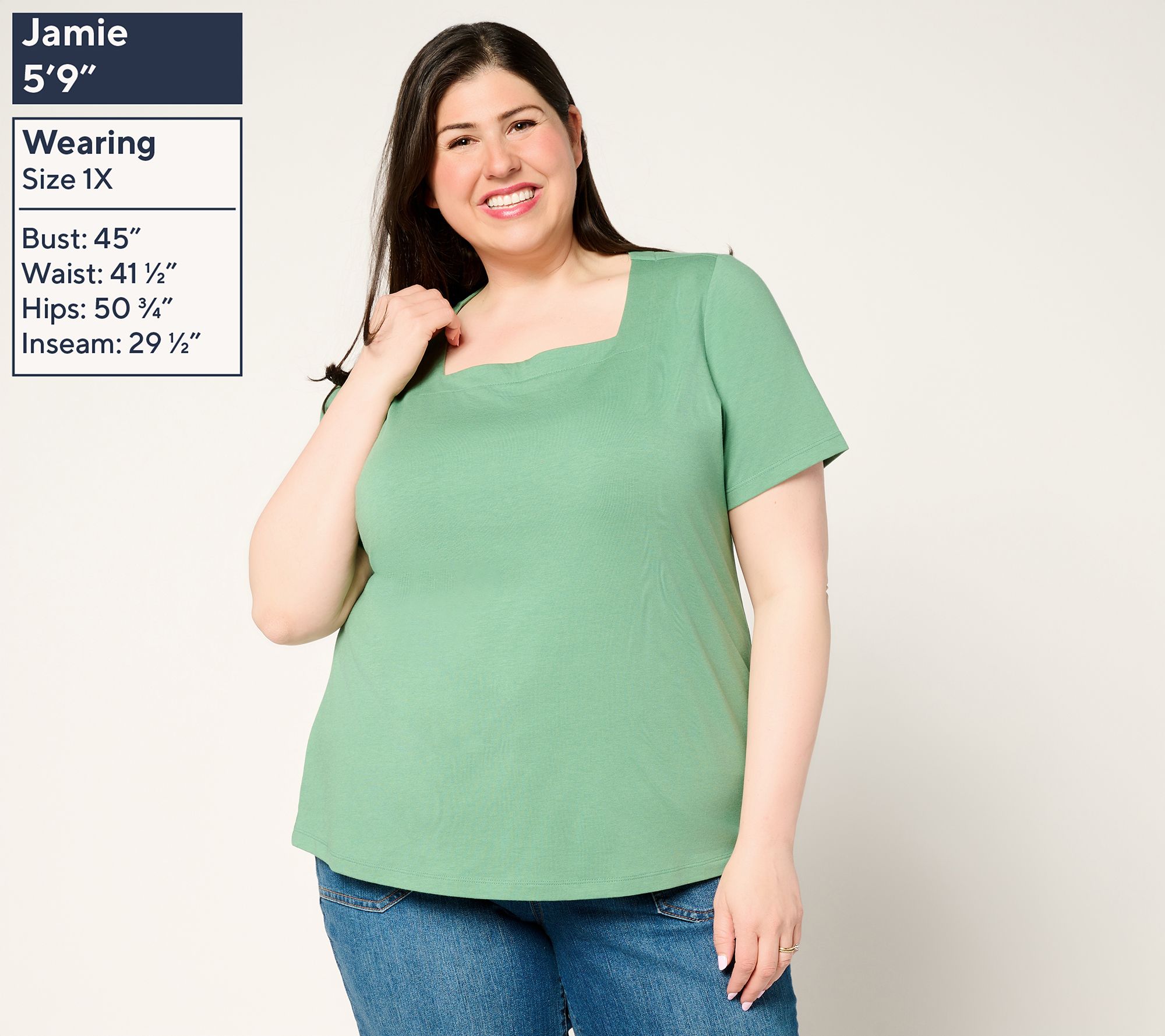 "As Is" Denim & Co. Essentials Favorite Jersey 2-Pack Square Neck Tops ...