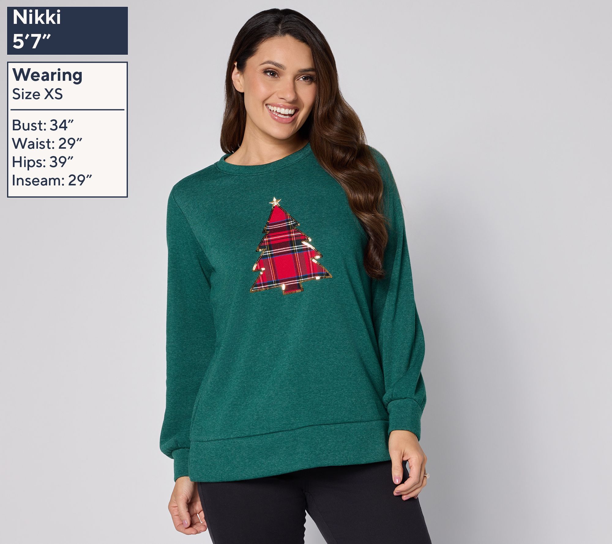 "As Is" Jingle Belles by Kim Gravel Totally Tartan Holiday Sweatshirt - QVC.com