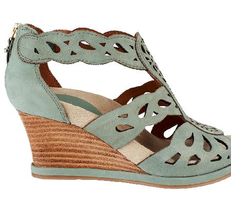Earthies Campora Leather Wedge Sandals w/ Back Zipper Zipper - QVC.com