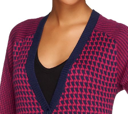 Styled by Joe Zee Houndstooth Print Boyfriend Cardigan - QVC.com