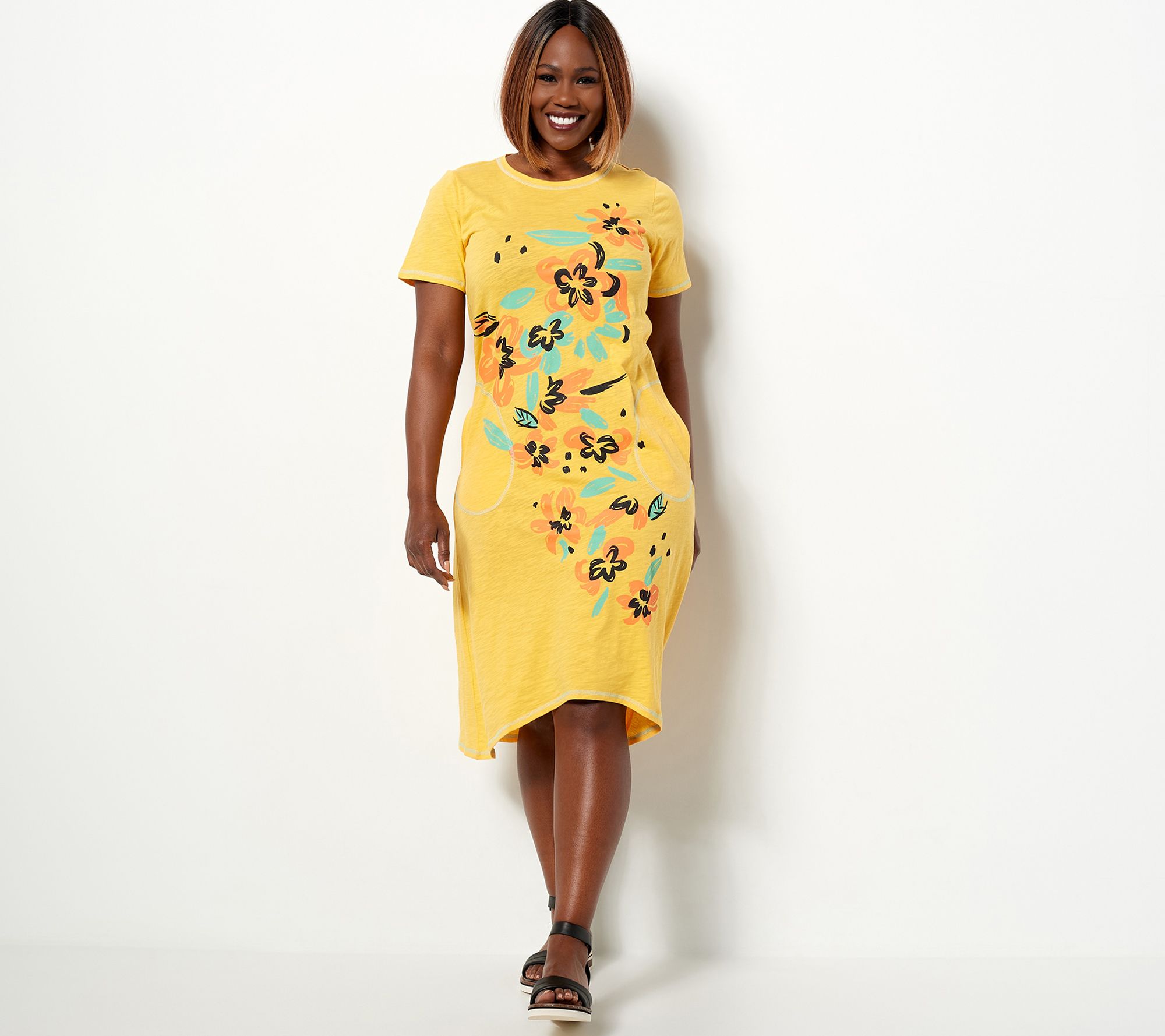 LOGO Limitees by Lori Goldstein Graphic Midi Dress - QVC.com