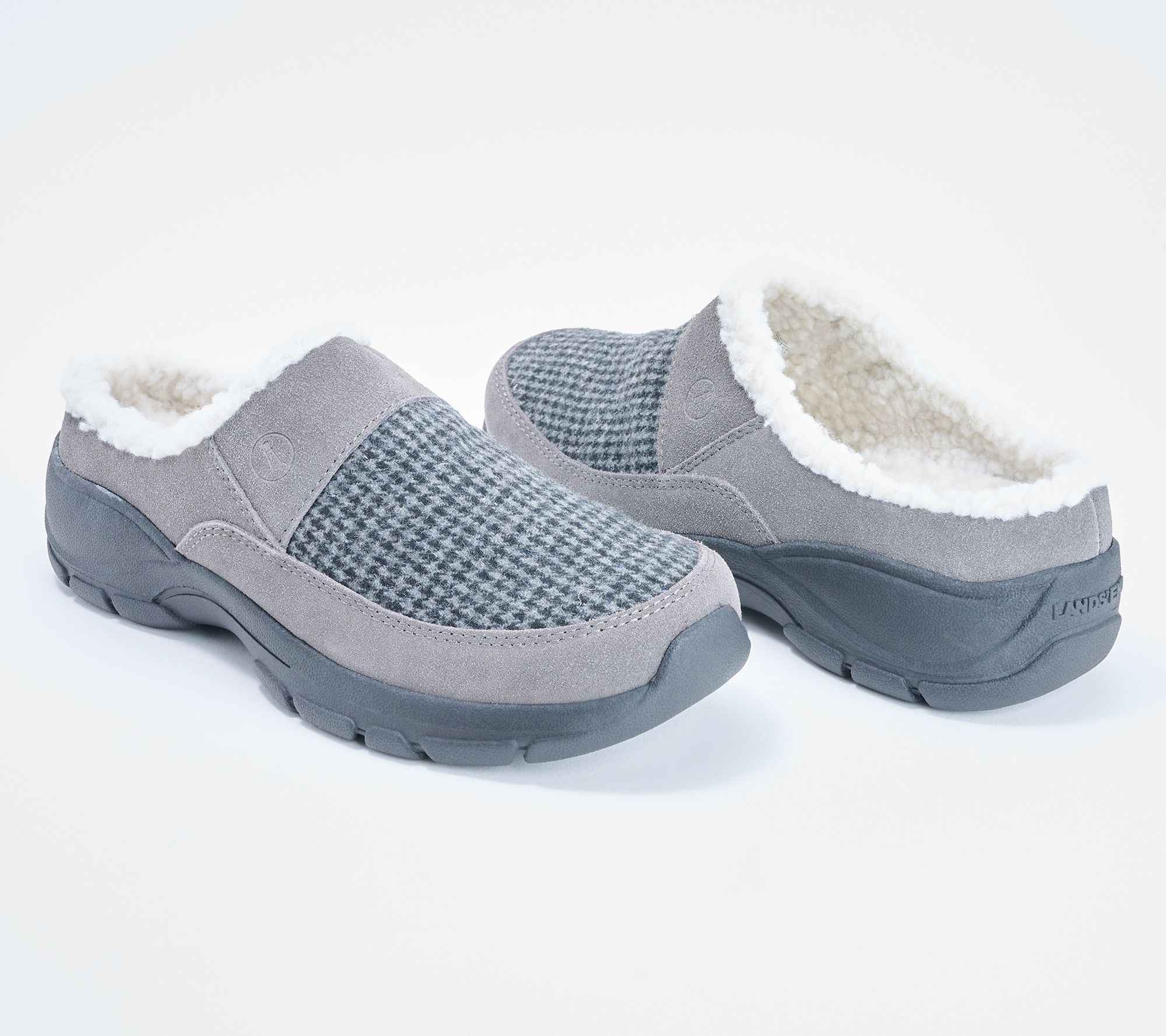 "As Is" Lands' End Suede and Faux-Fur Clogs - QVC.com