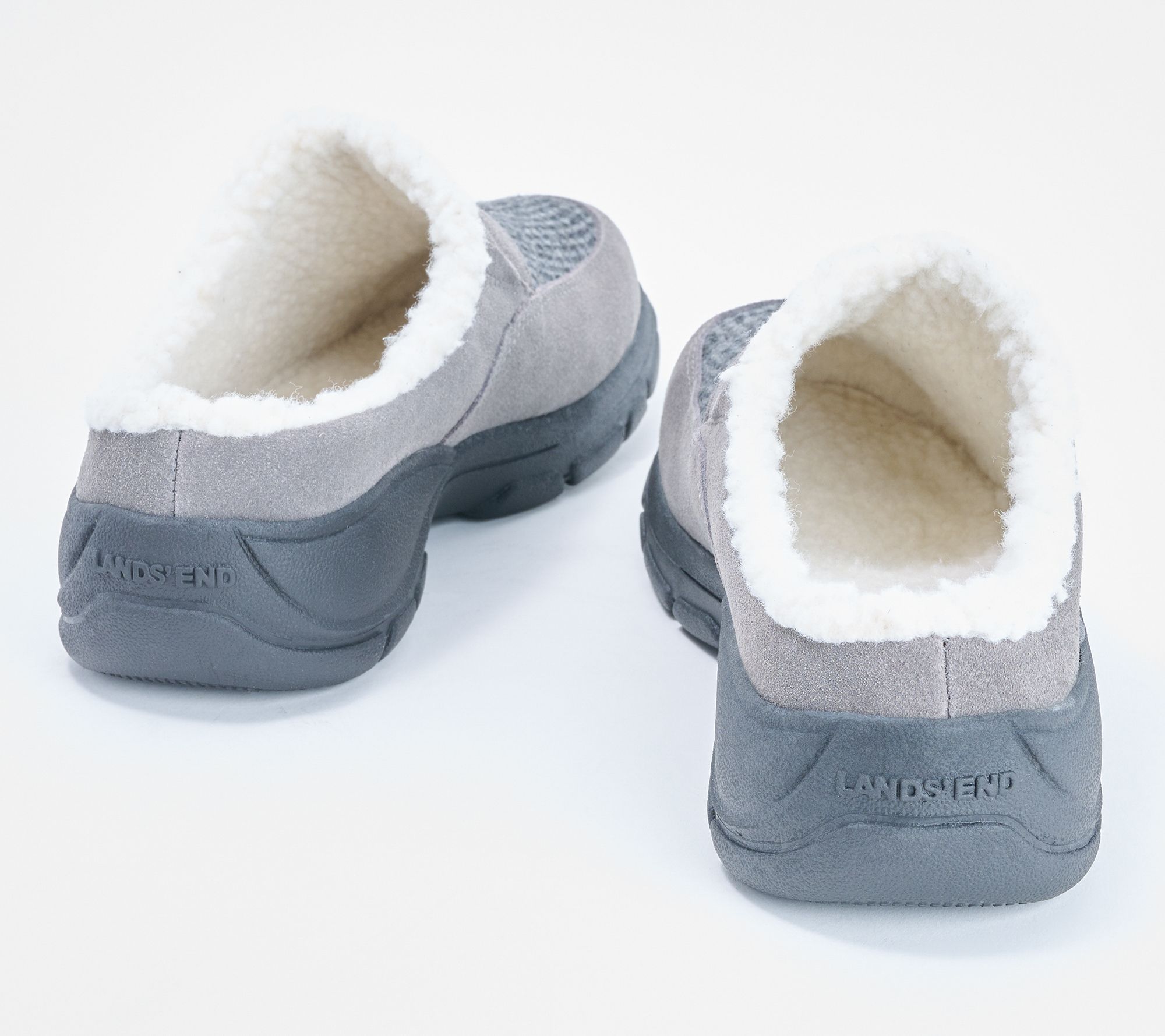 "As Is" Lands' End Suede and Faux-Fur Clogs - QVC.com