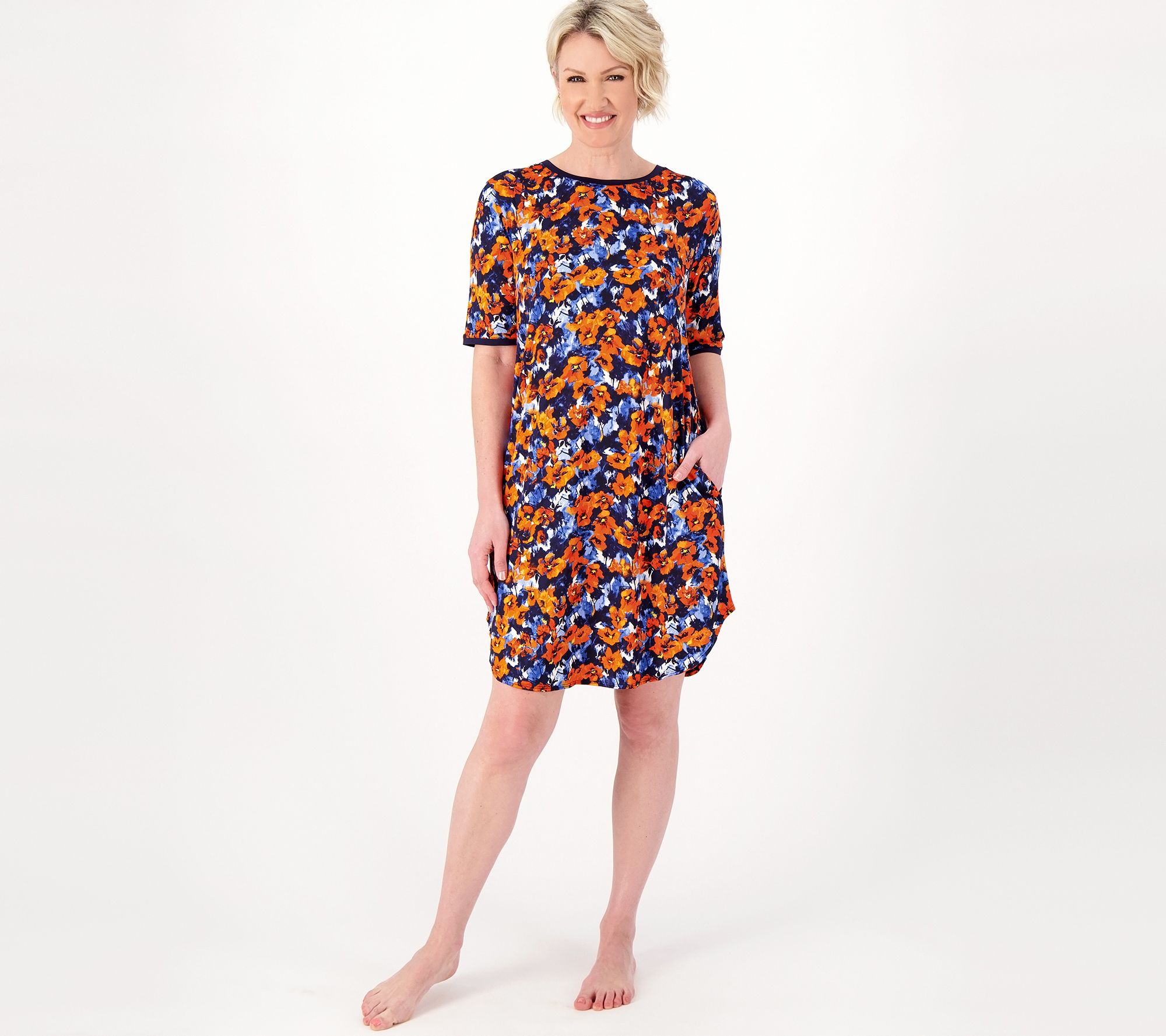 "As Is" Stan Herman Luxe Jersey T-Shirt Elbow Sleeve Dress - QVC.com