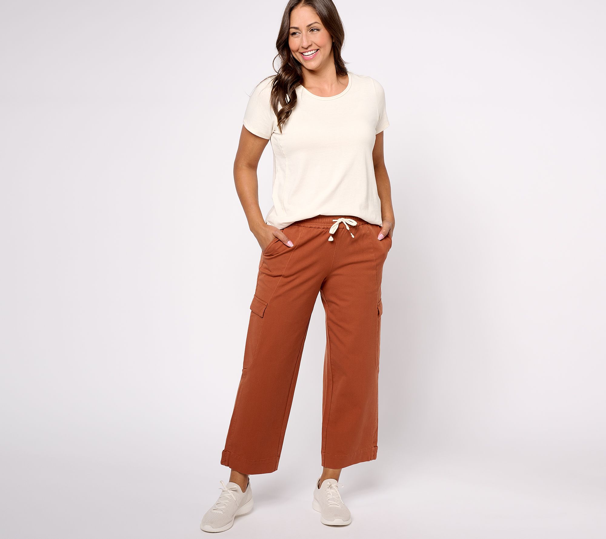 "As Is" AnyBody Petite All Stretch Twill Relaxed Cargo Pant - QVC.com