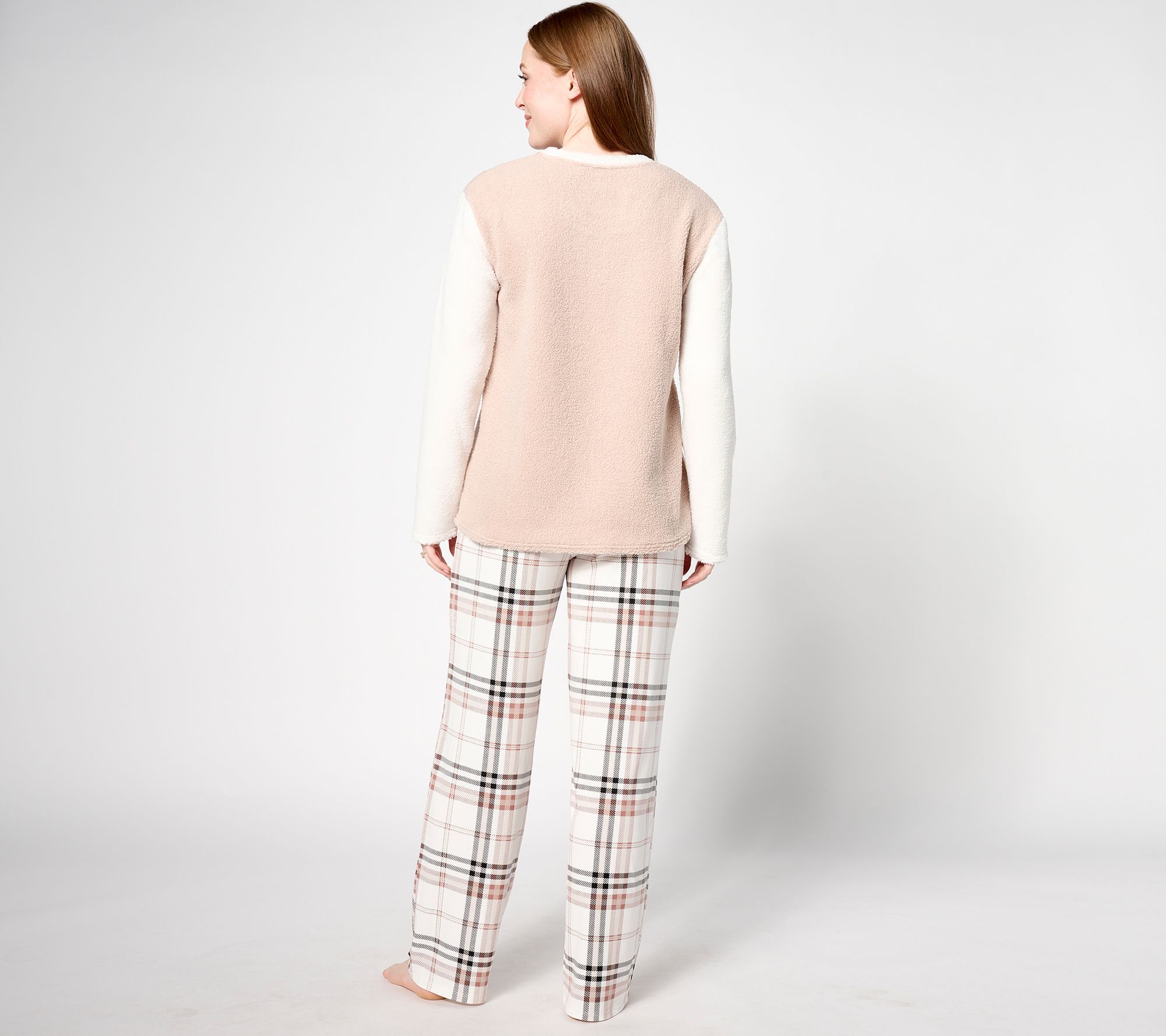"As Is" Cuddl Duds Regular Teddy Sherpa w/ Cozy Jersey Lounge Set - QVC.com